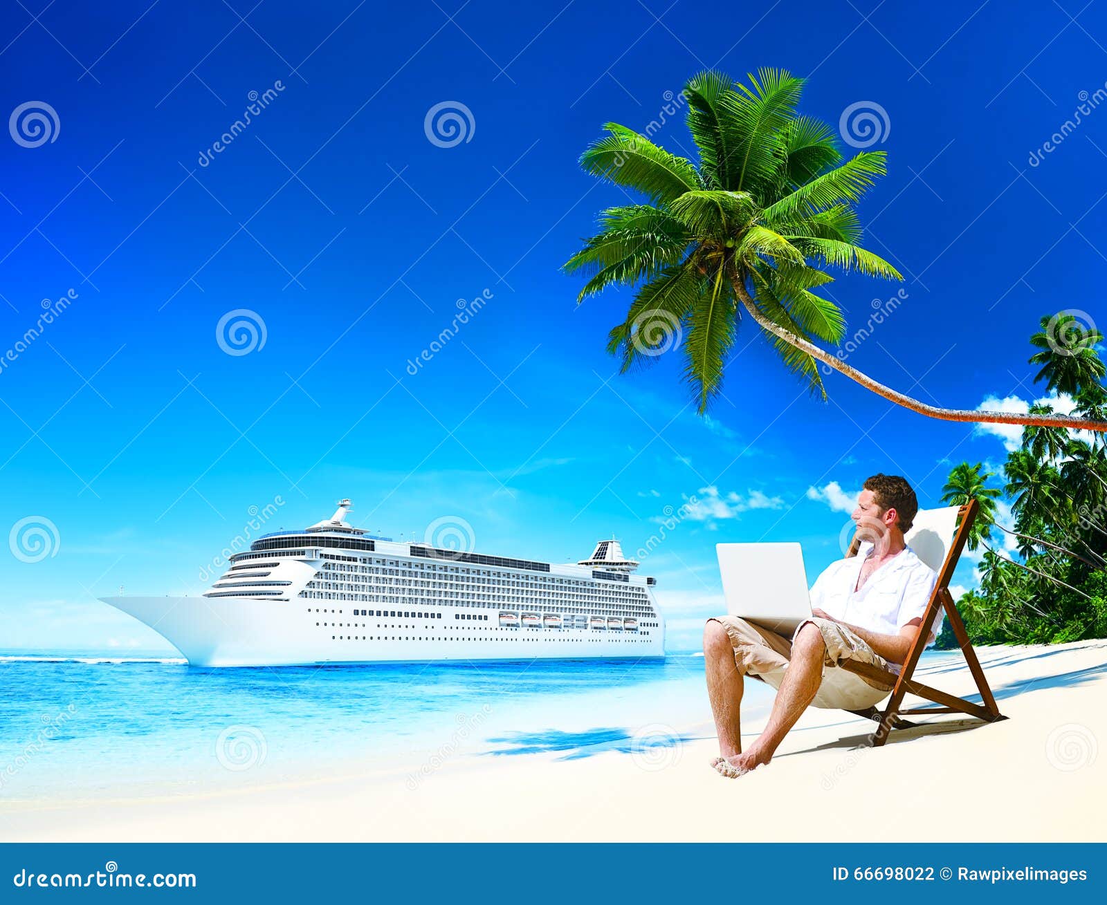 Man Vacation Working Summer Beach Concept Stock Photo - Image of nature ...