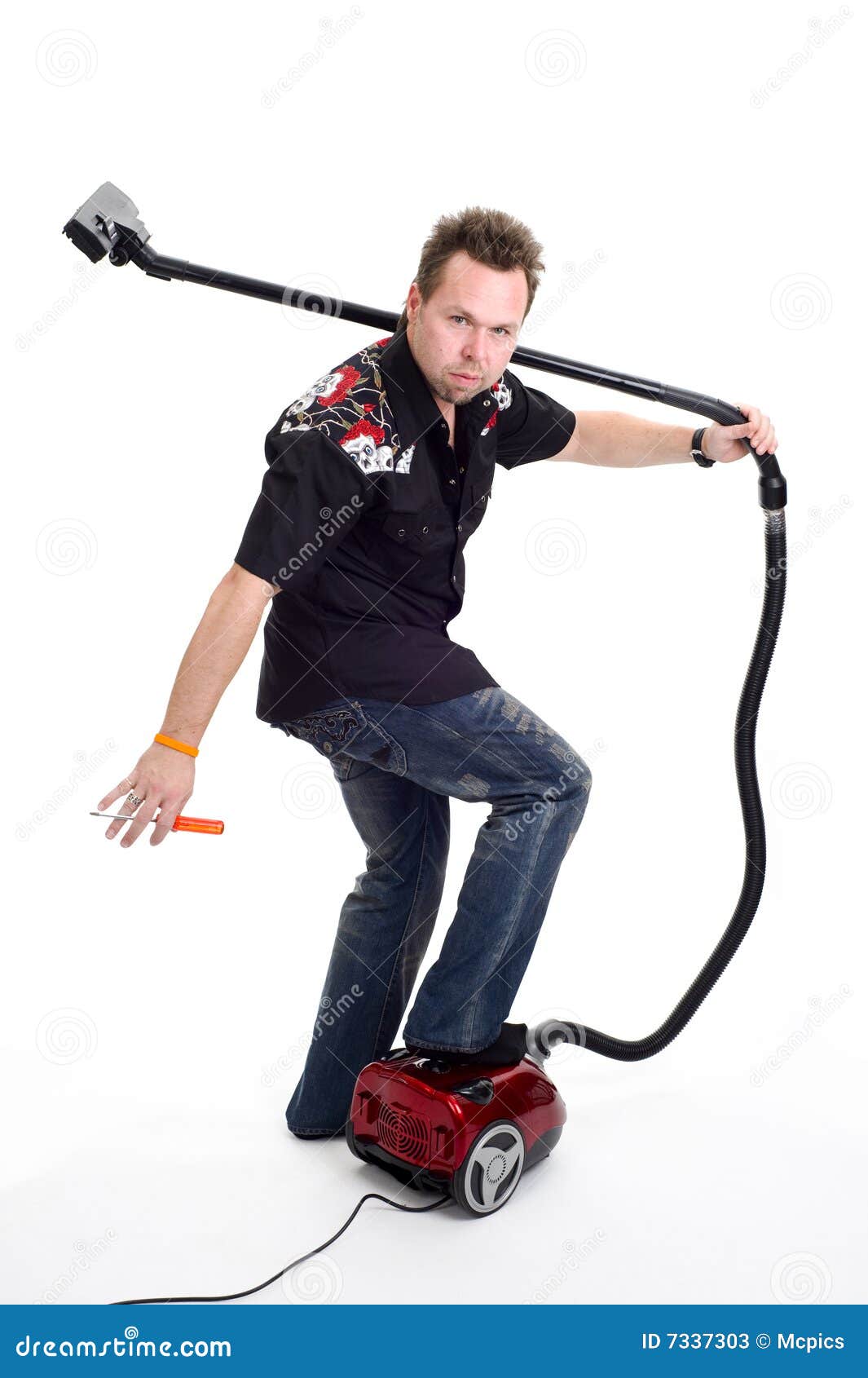 Man with vacuum cleaner stock image. Image of clean, service - 7337303