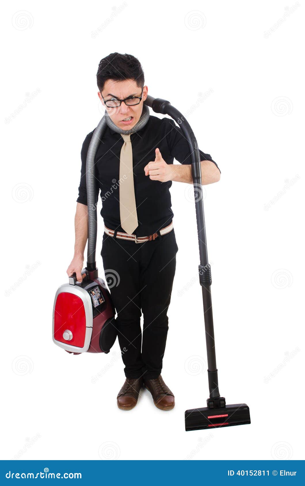 Man with vacuum cleaner stock image. Image of housekeeping - 40152811