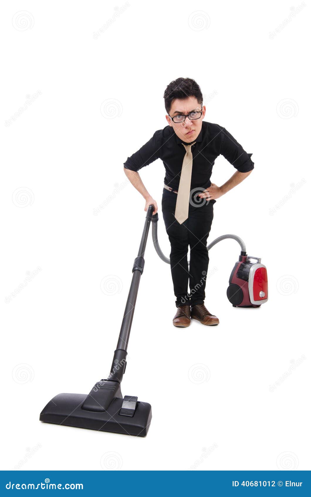 Man with vacuum cleaner stock photo. Image of husband - 40681012