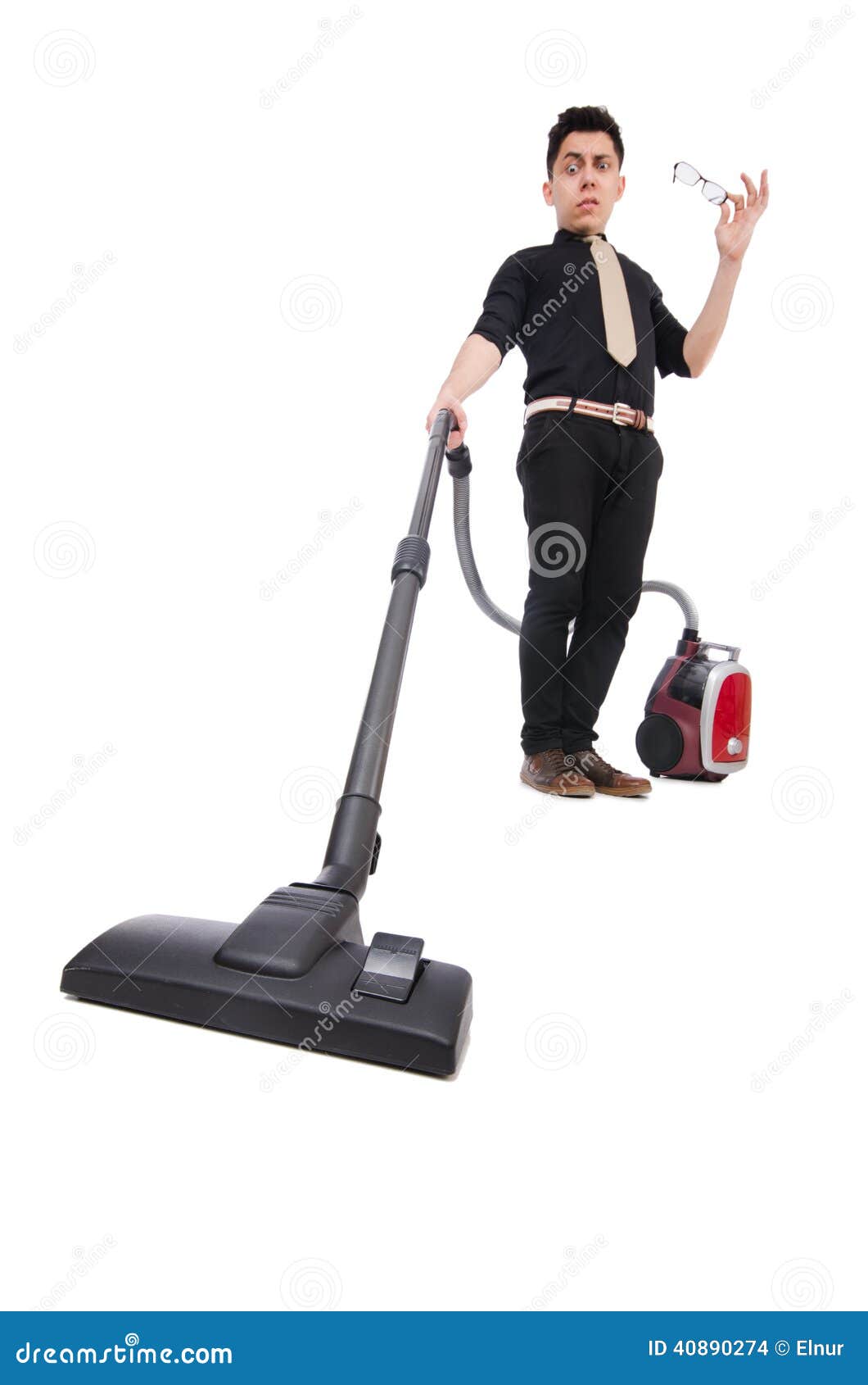 Man with vacuum cleaner stock photo. Image of business - 40890274