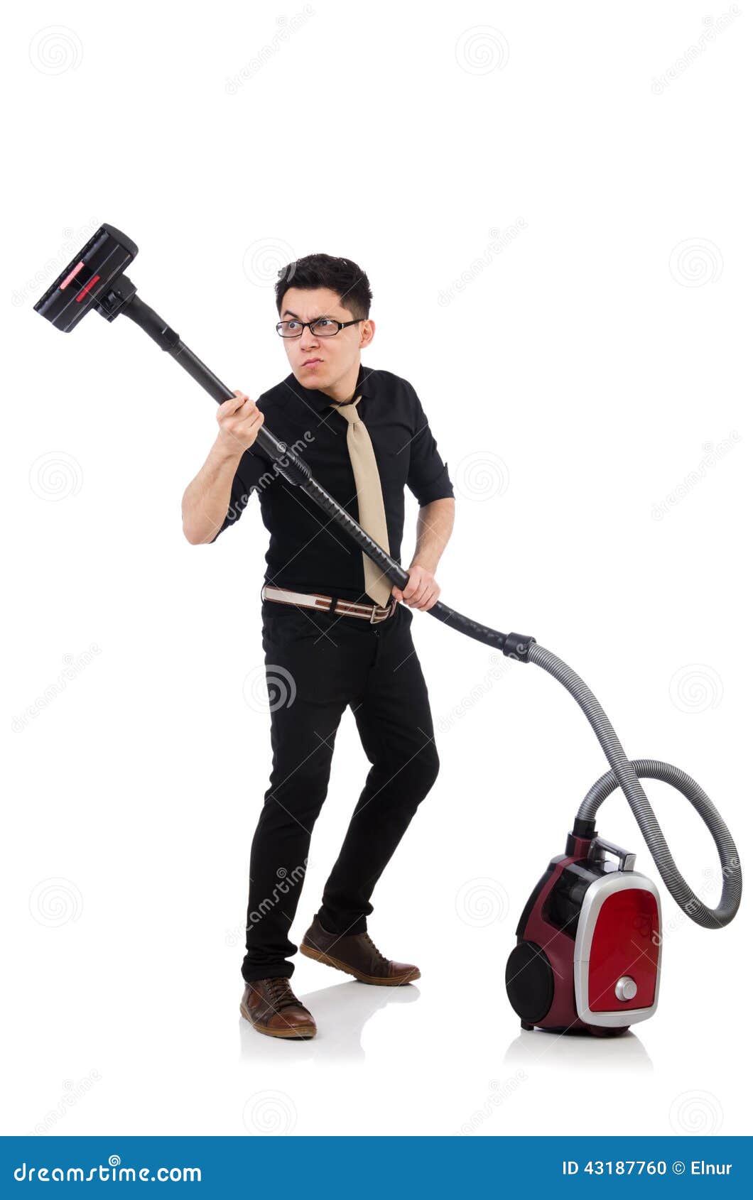 Man with vacuum cleaner stock photo. Image of business - 43187760