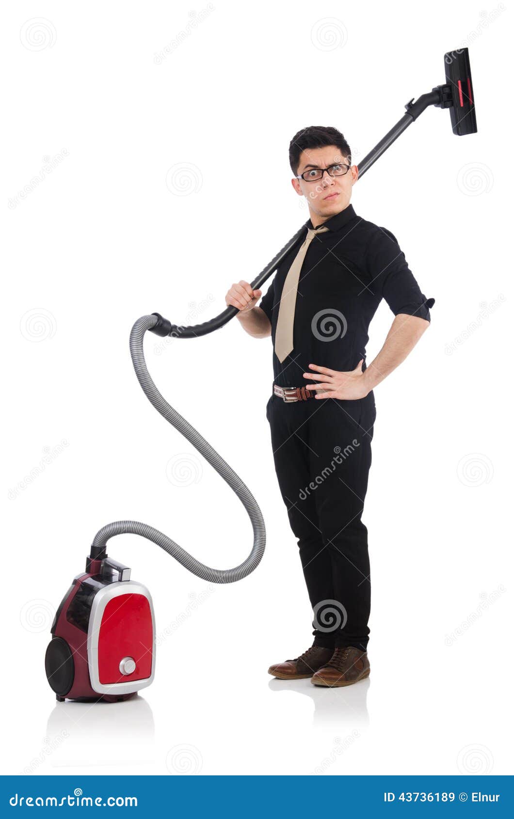 Man with vacuum cleaner stock image. Image of business - 43736189