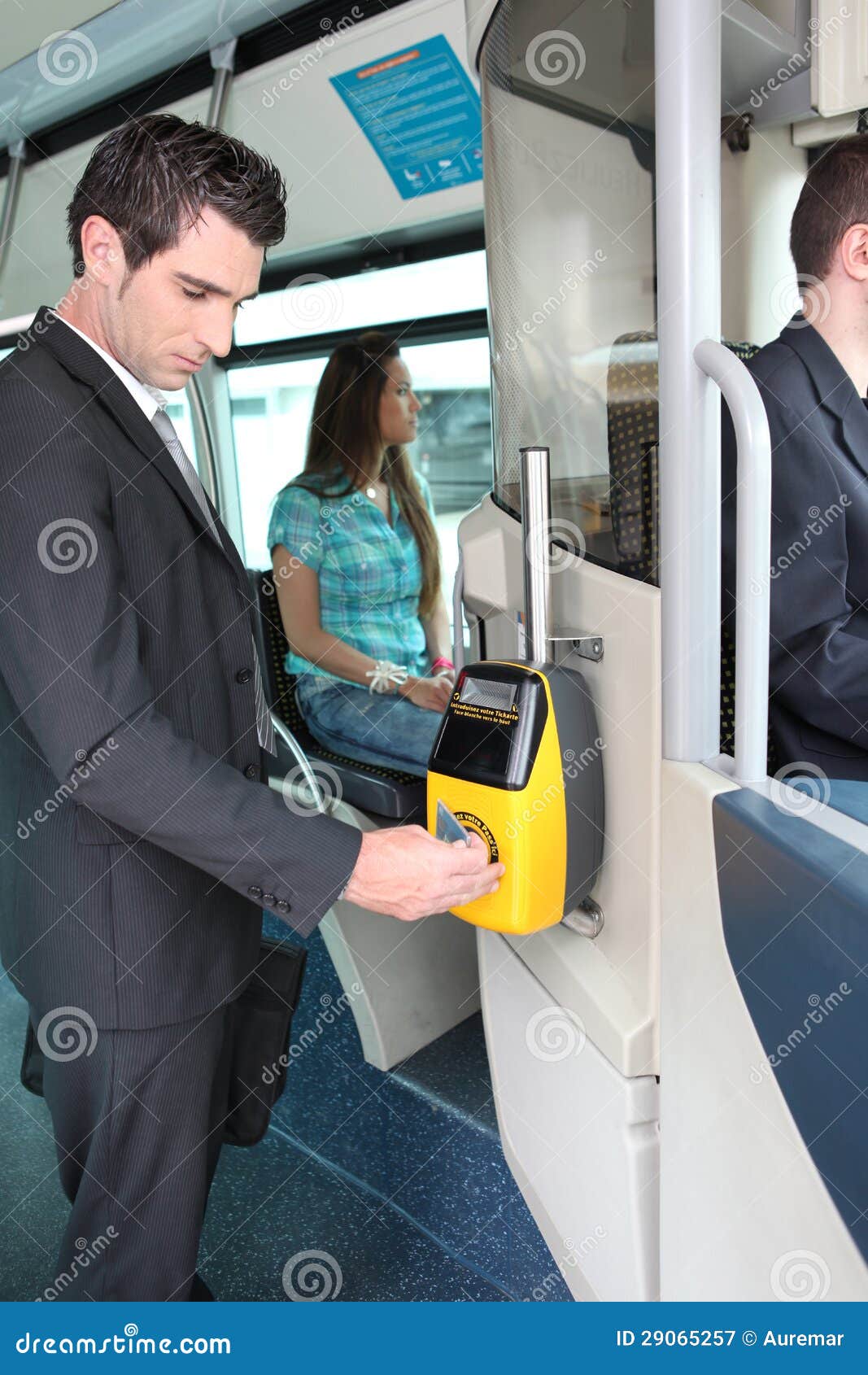 Man validating ticket stock image. Image of wearing, transportation ...