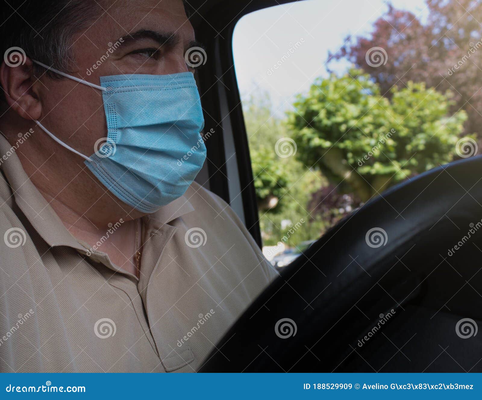 Man in the Van with the Medical Mask Stock Image - Image of delivering ...
