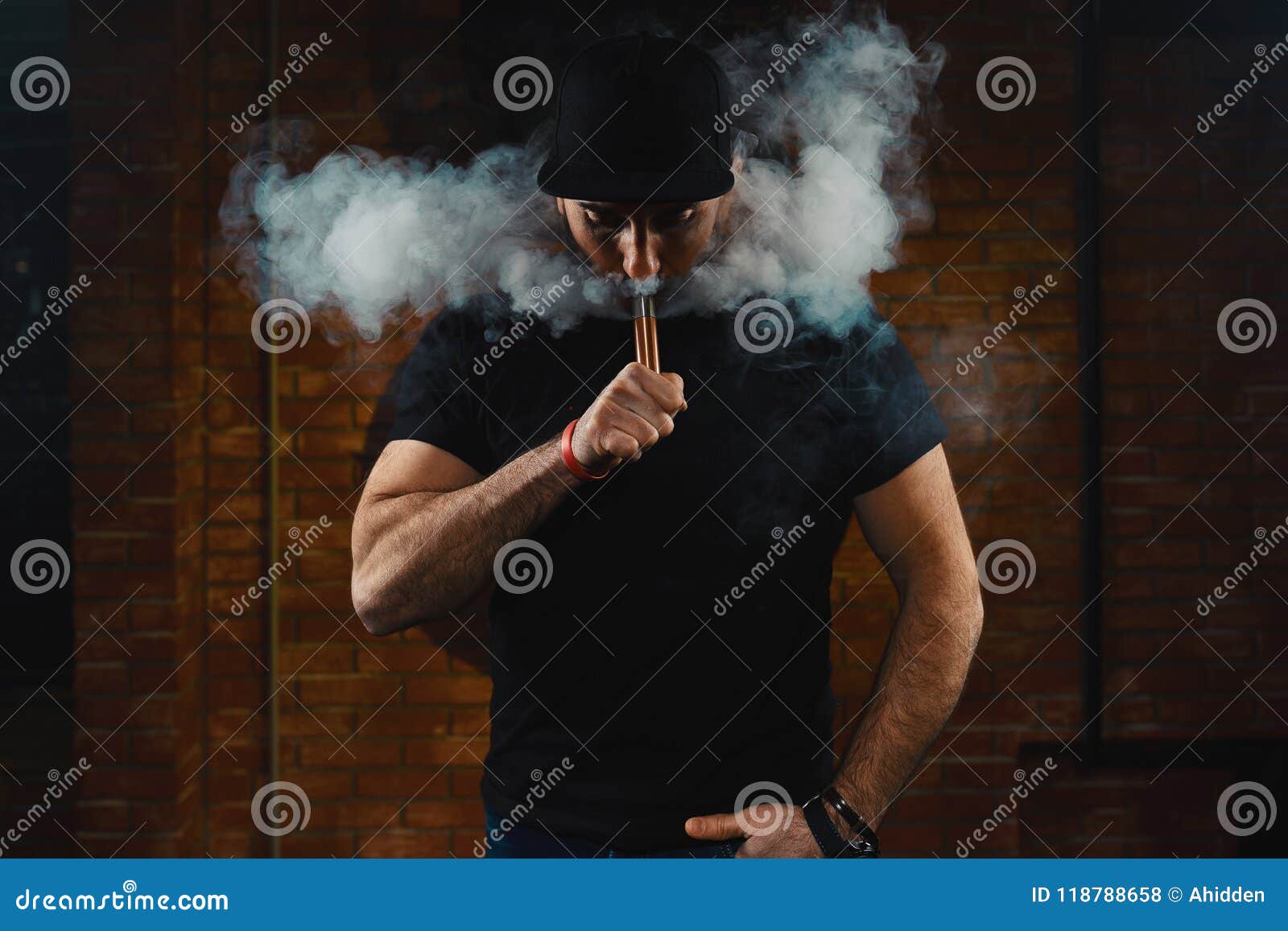 Man Vaping an Electronic Cigarette Stock Photo - Image of habit ...