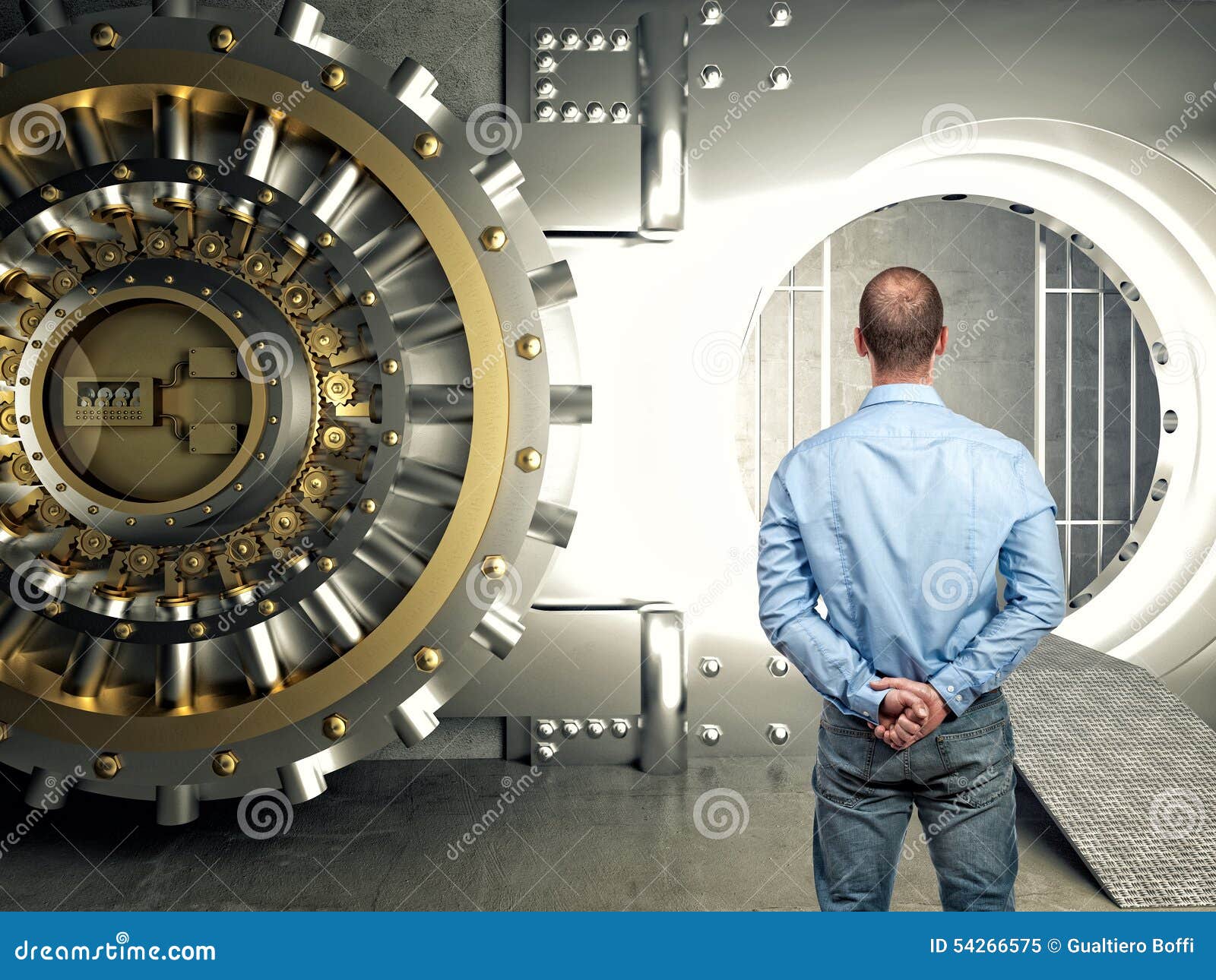 Man and vault stock image. Image of wealth, gold, business - 54266575