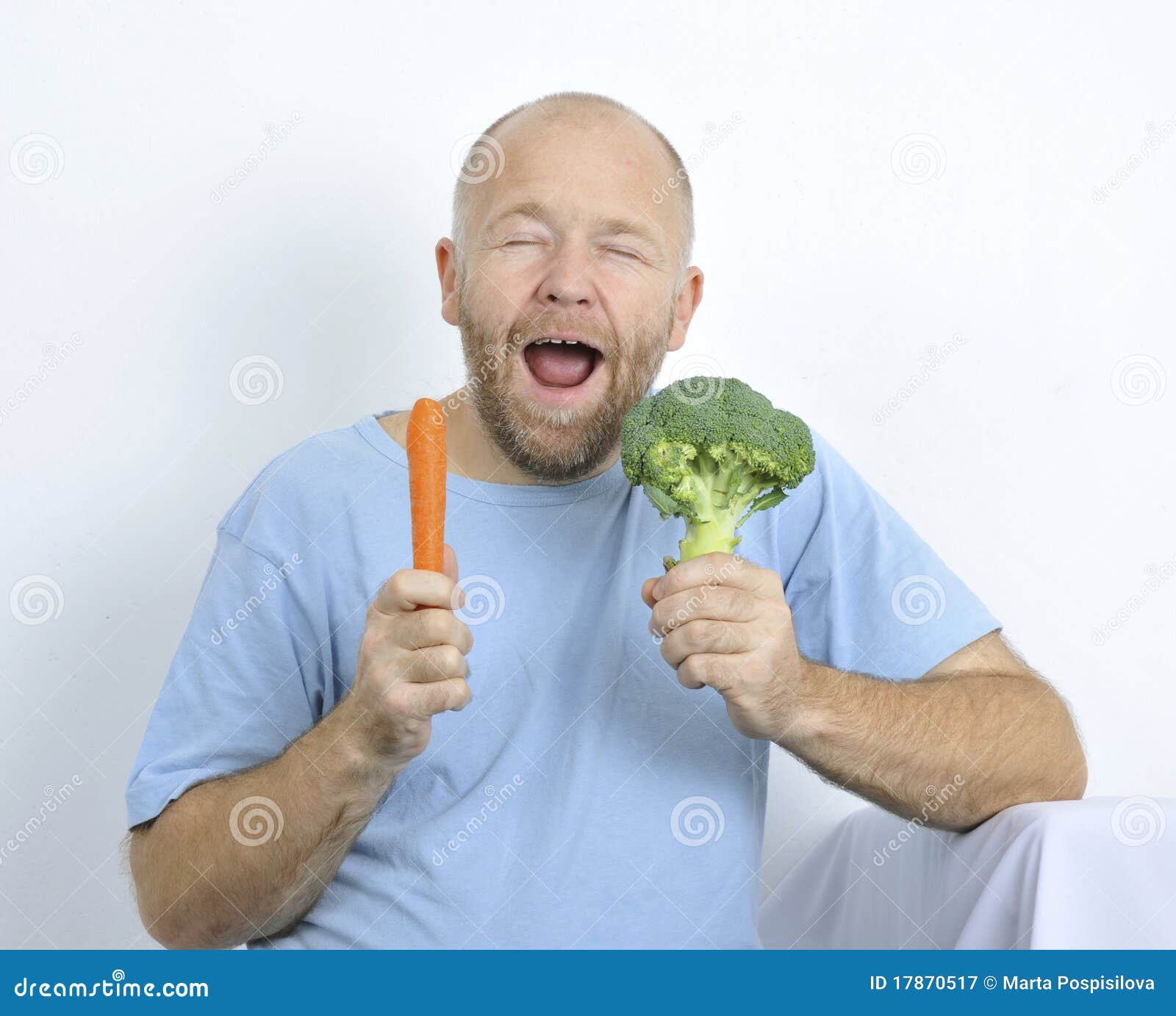 Man with vegetable. stock image. Image of scream, diet - 17870517