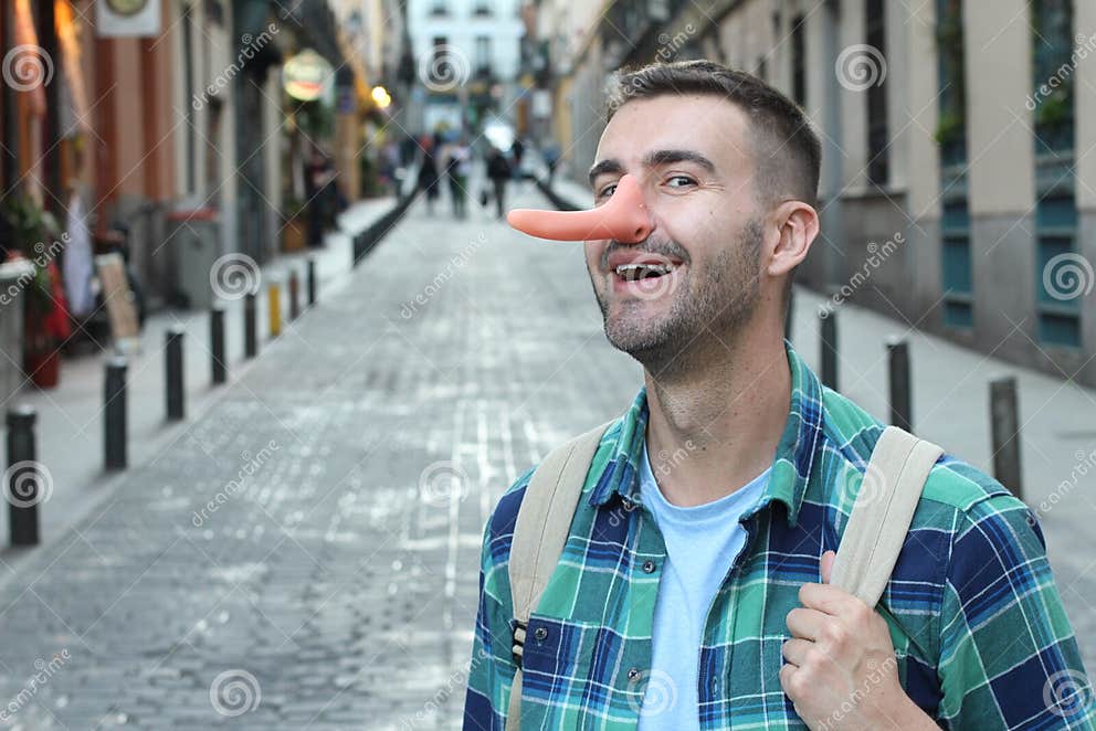 Man with a very long nose stock photo. Image of liar - 142307136