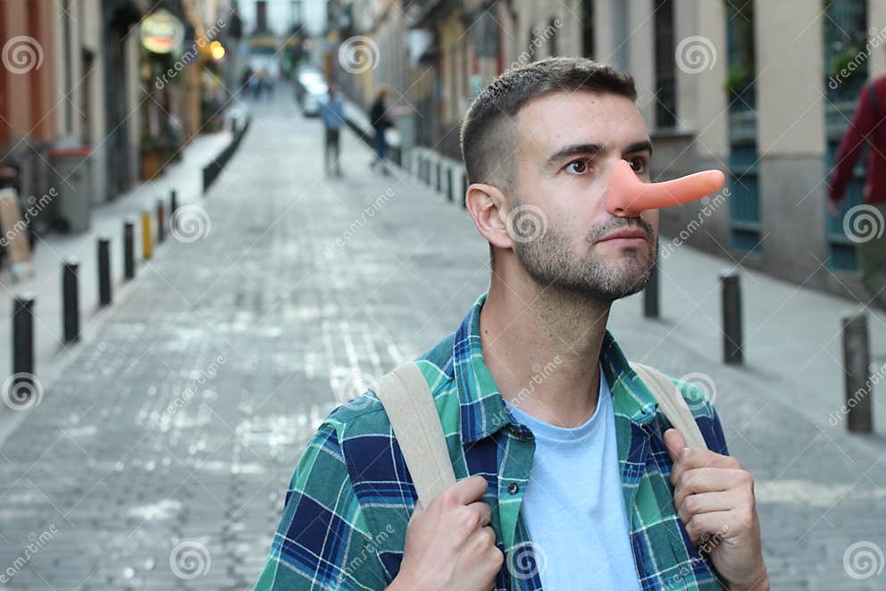 Man with a Very Long Nose Outdoors Stock Photo - Image of cheat, liar ...
