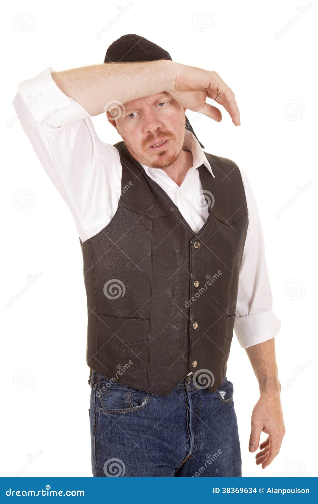 Man Vest Tire Arm on Forehead Stock Photo - Image of gangster, male ...