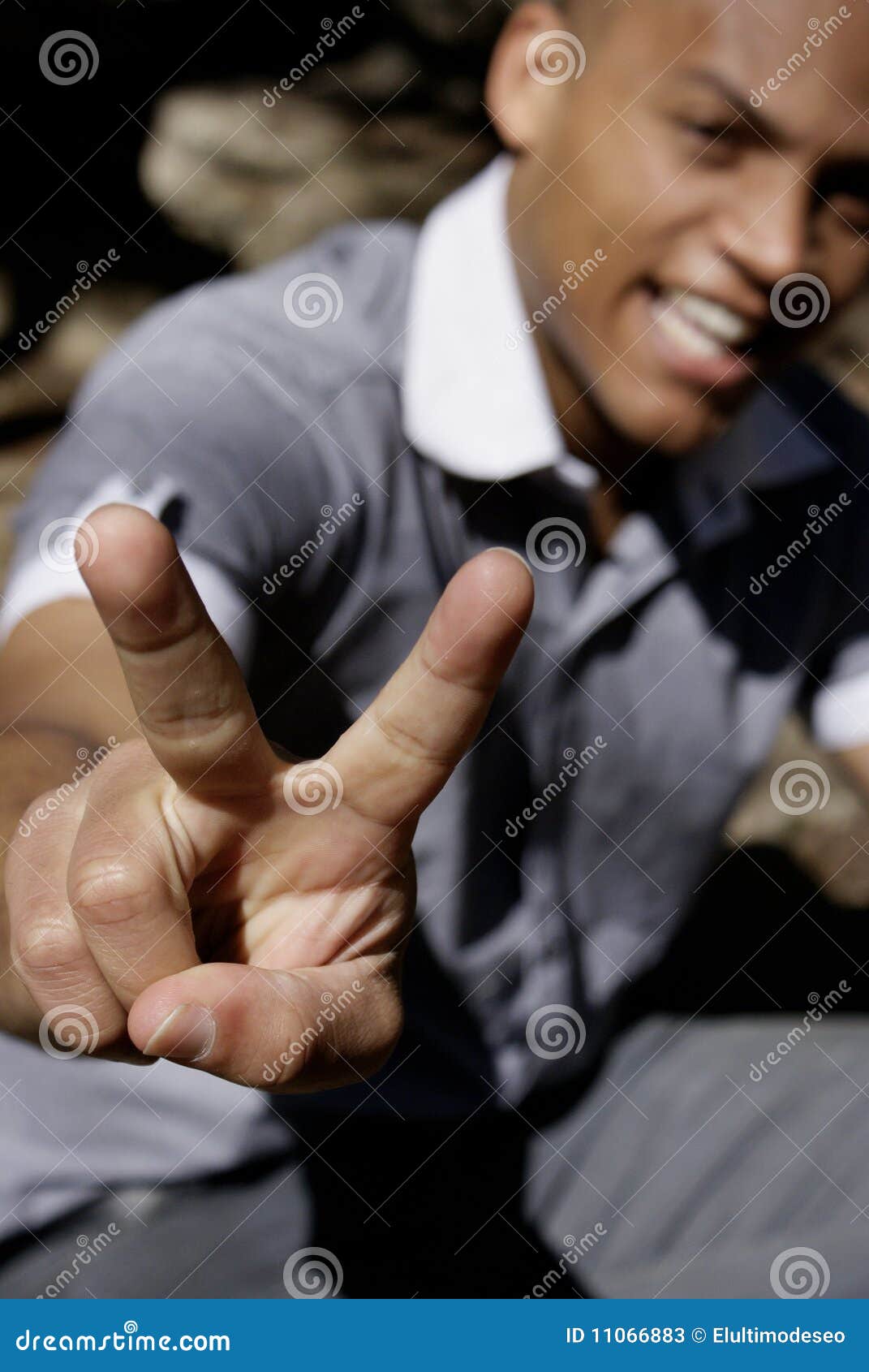 Man with victory fingers stock image. Image of casual - 11066883