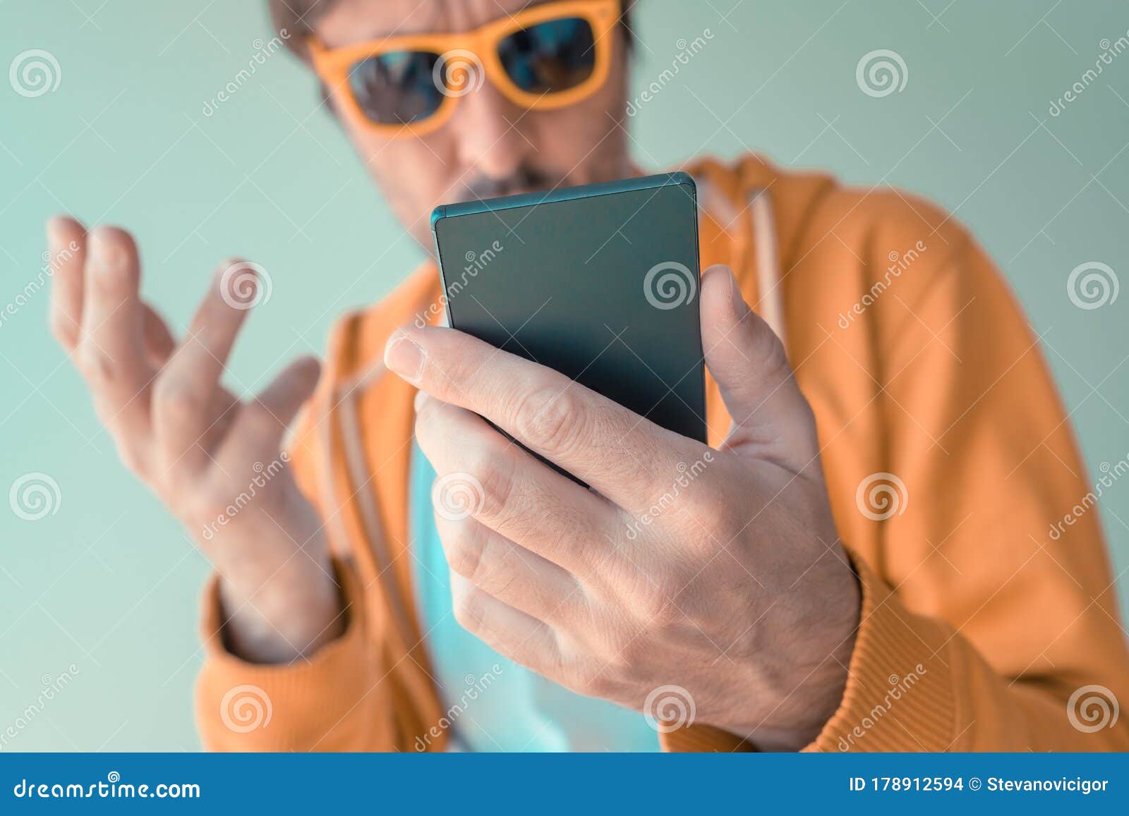 Man during Video Call on Smartphone Stock Photo - Image of application ...