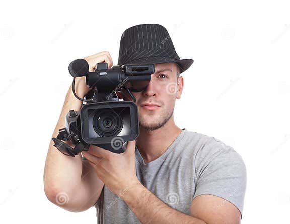 Man with video camera stock photo. Image of equipmant - 22503166