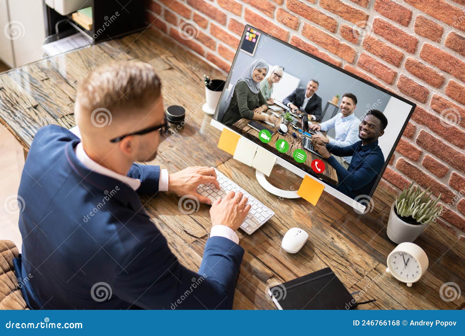 Man Video Conference Business Call Stock Photo - Image of business ...