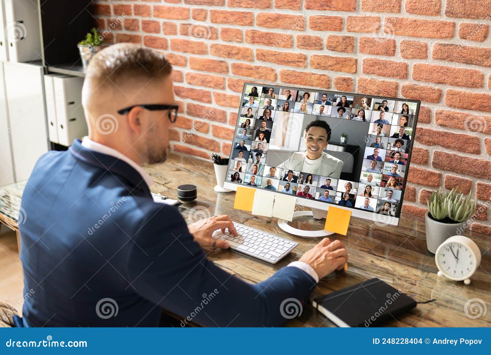Man Video Conference Business Call Stock Photo - Image of desktop ...