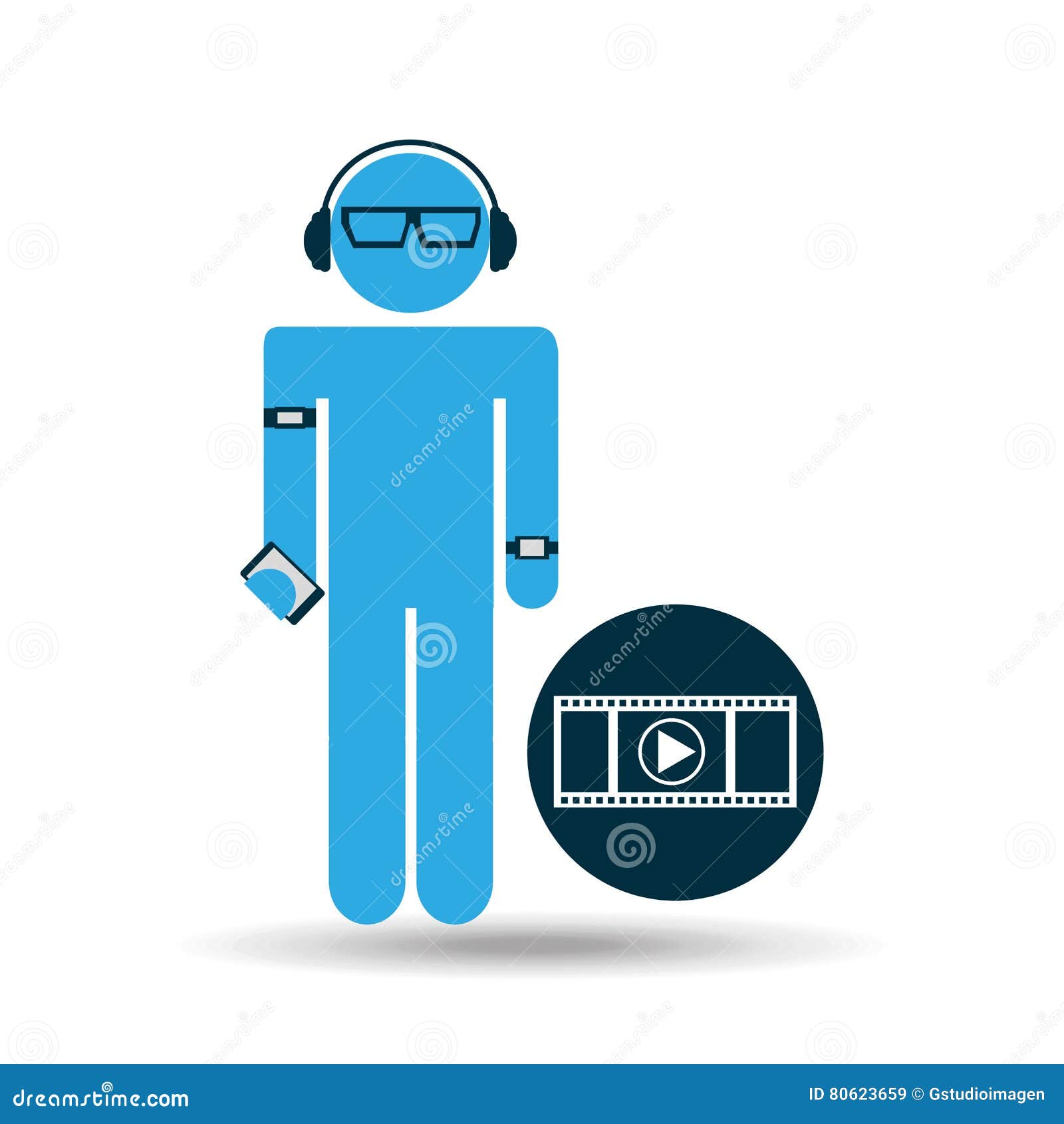 Man Video Player Technology Wearable Stock Vector - Illustration of ...