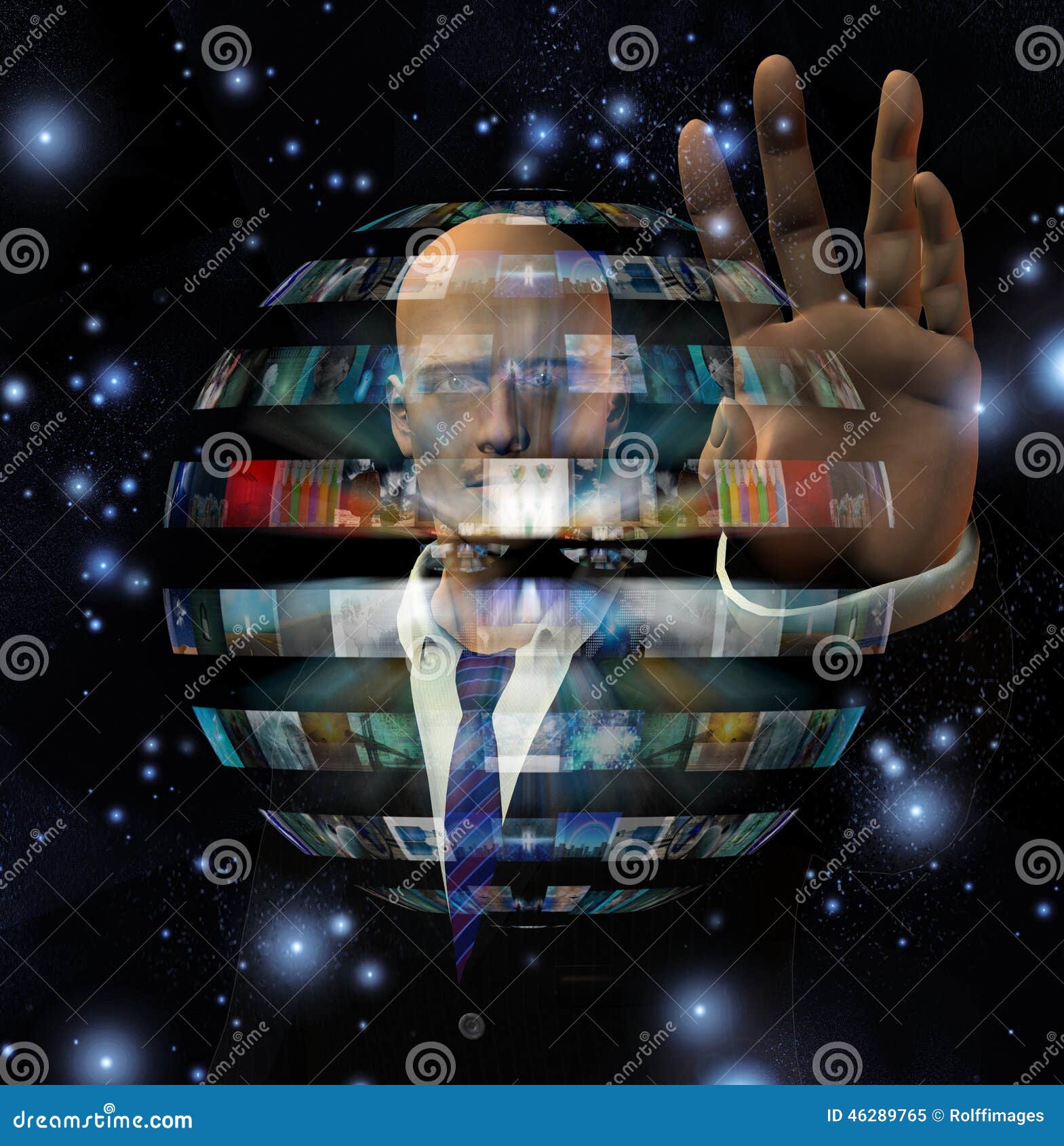 Man and video sphere stock illustration. Illustration of looking - 46289765