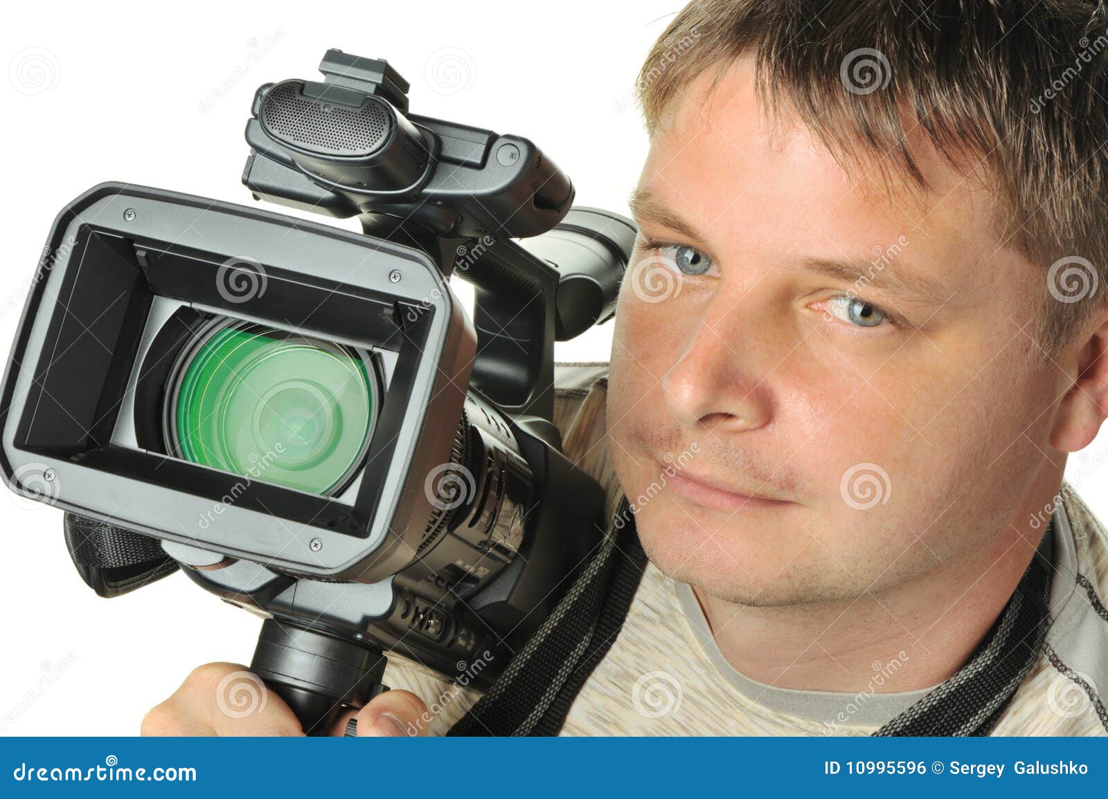 The man with a videocamera stock photo. Image of closeup - 10995596