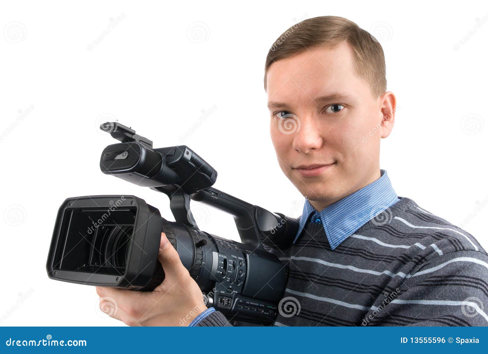 Man with a videocamera stock photo. Image of occupation - 13555596