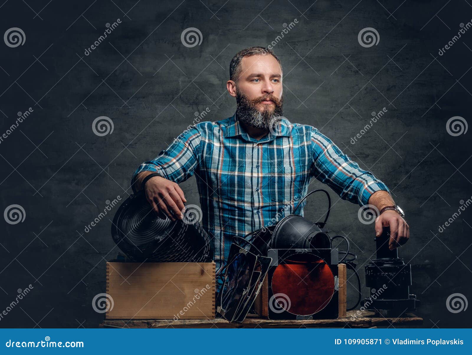 A Man Videographer in a Studio. Stock Image - Image of cameraman, male ...