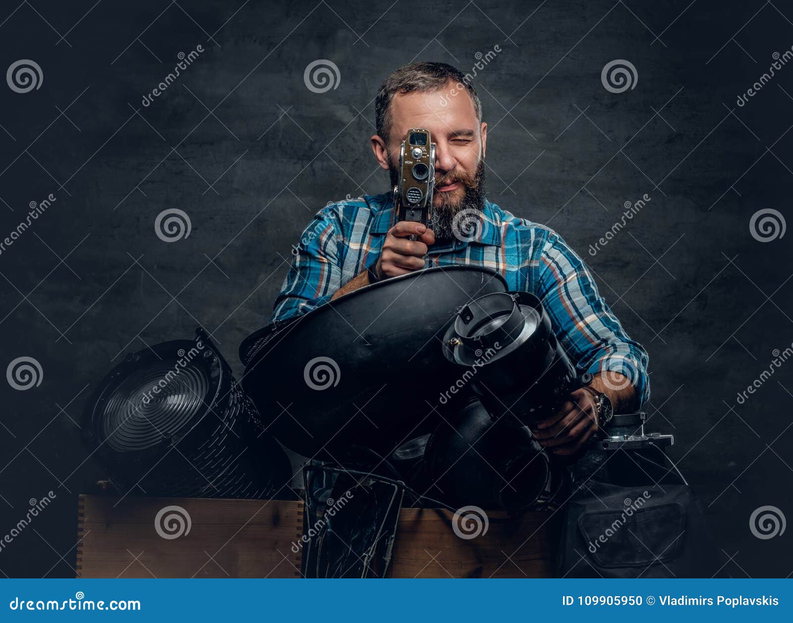 A Man Videographer in a Studio. Stock Photo - Image of grunge, adult ...