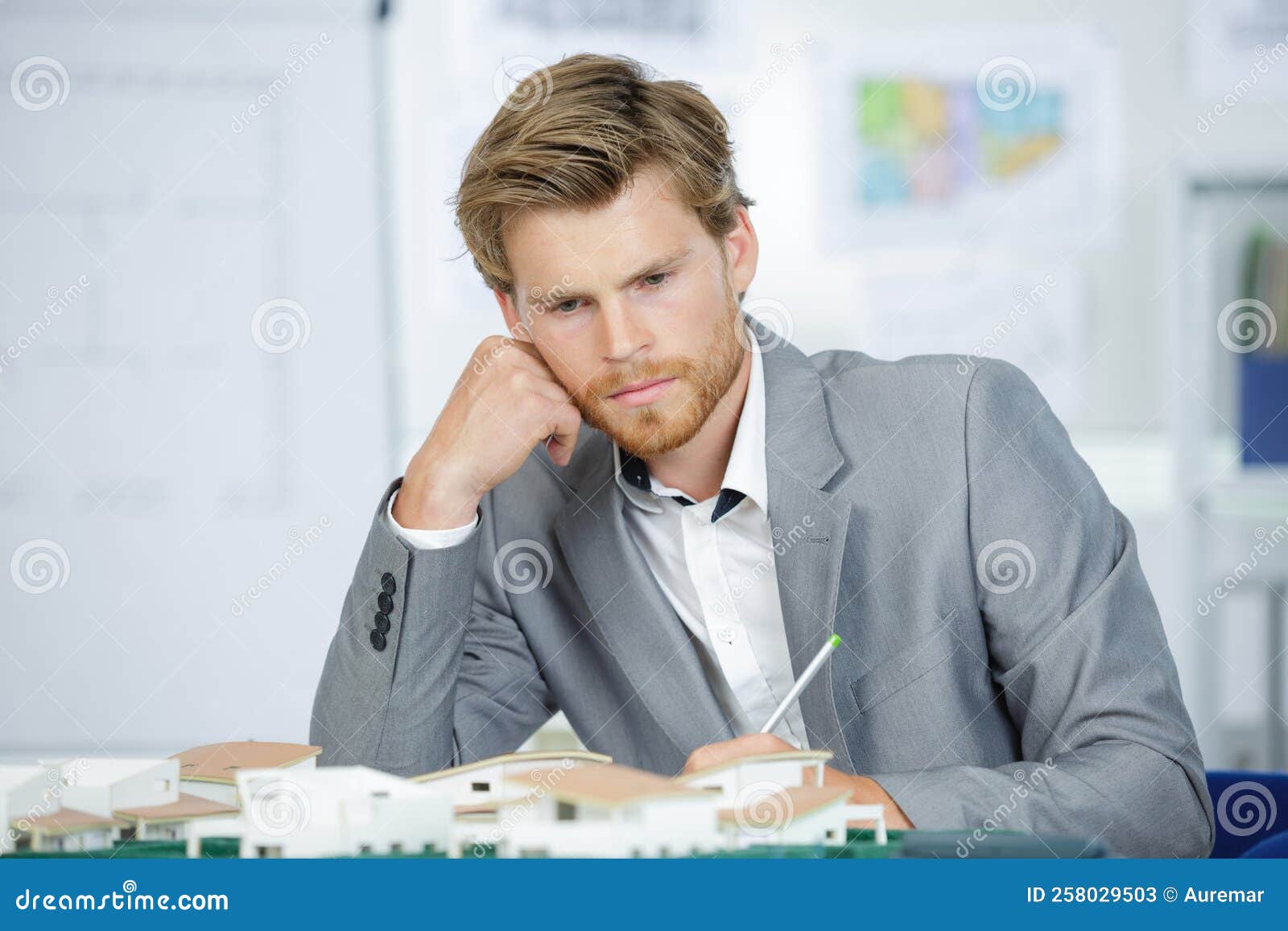 Man Viewing Model Development Stock Image - Image of composition ...