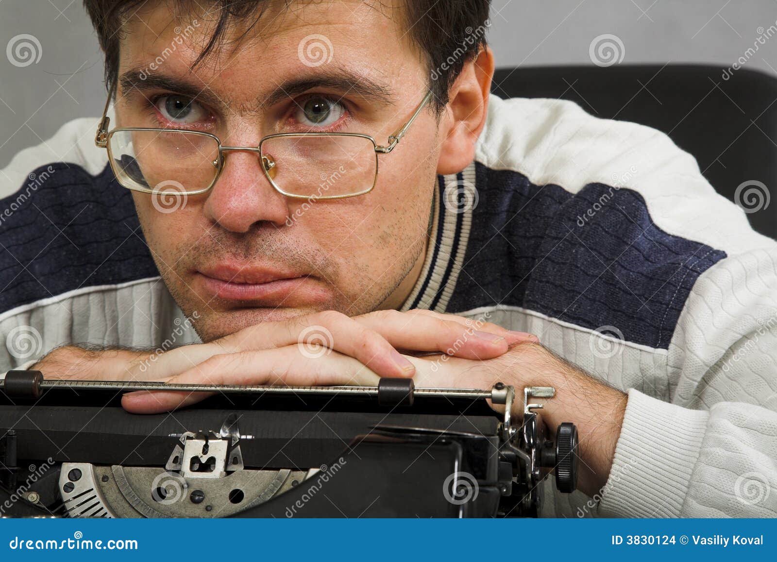 Man with Vintage Typewriter Stock Photo - Image of letter, author: 3830124