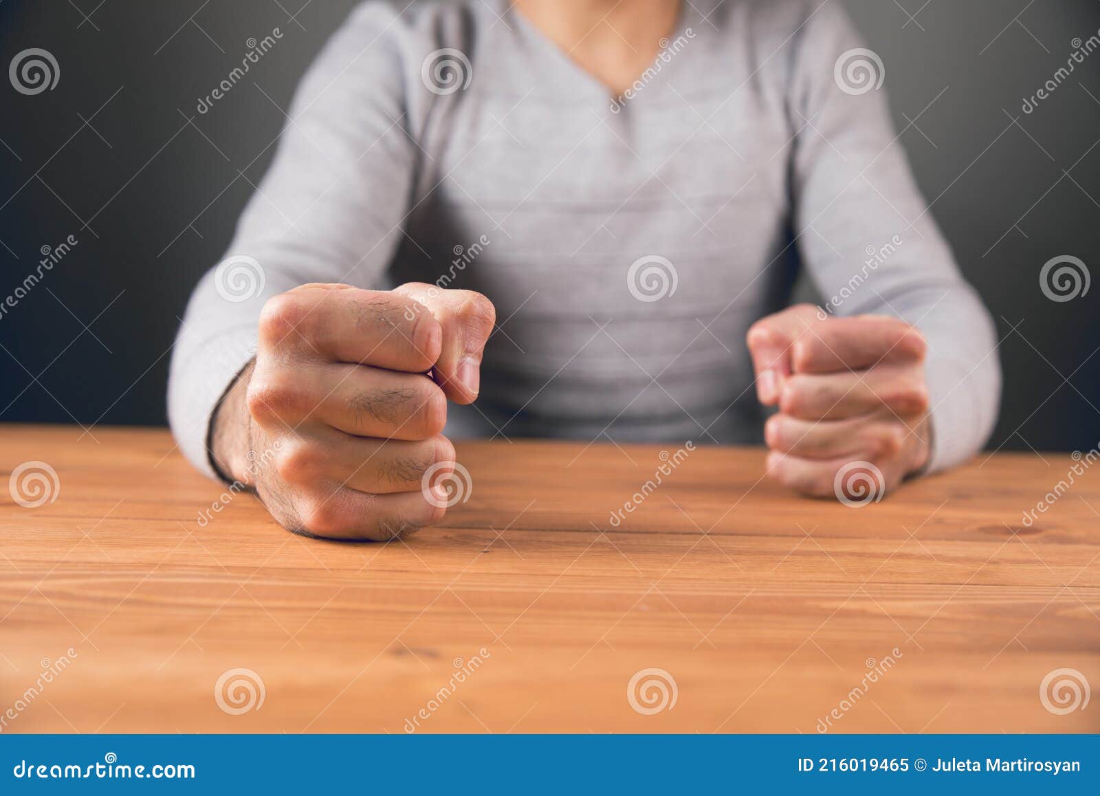 Violently Slams His Fist on the Table Stock Image - Image of aggressive ...