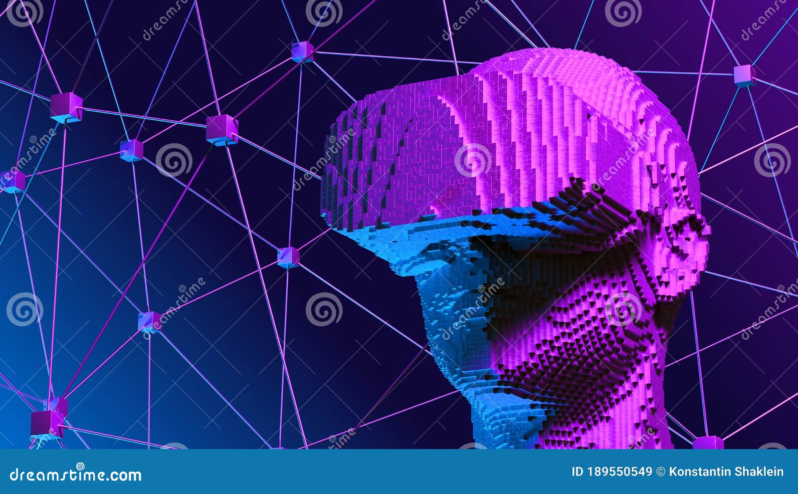 Man with Virtual Reality Glasses Consisting of 3D Pixels Stock ...