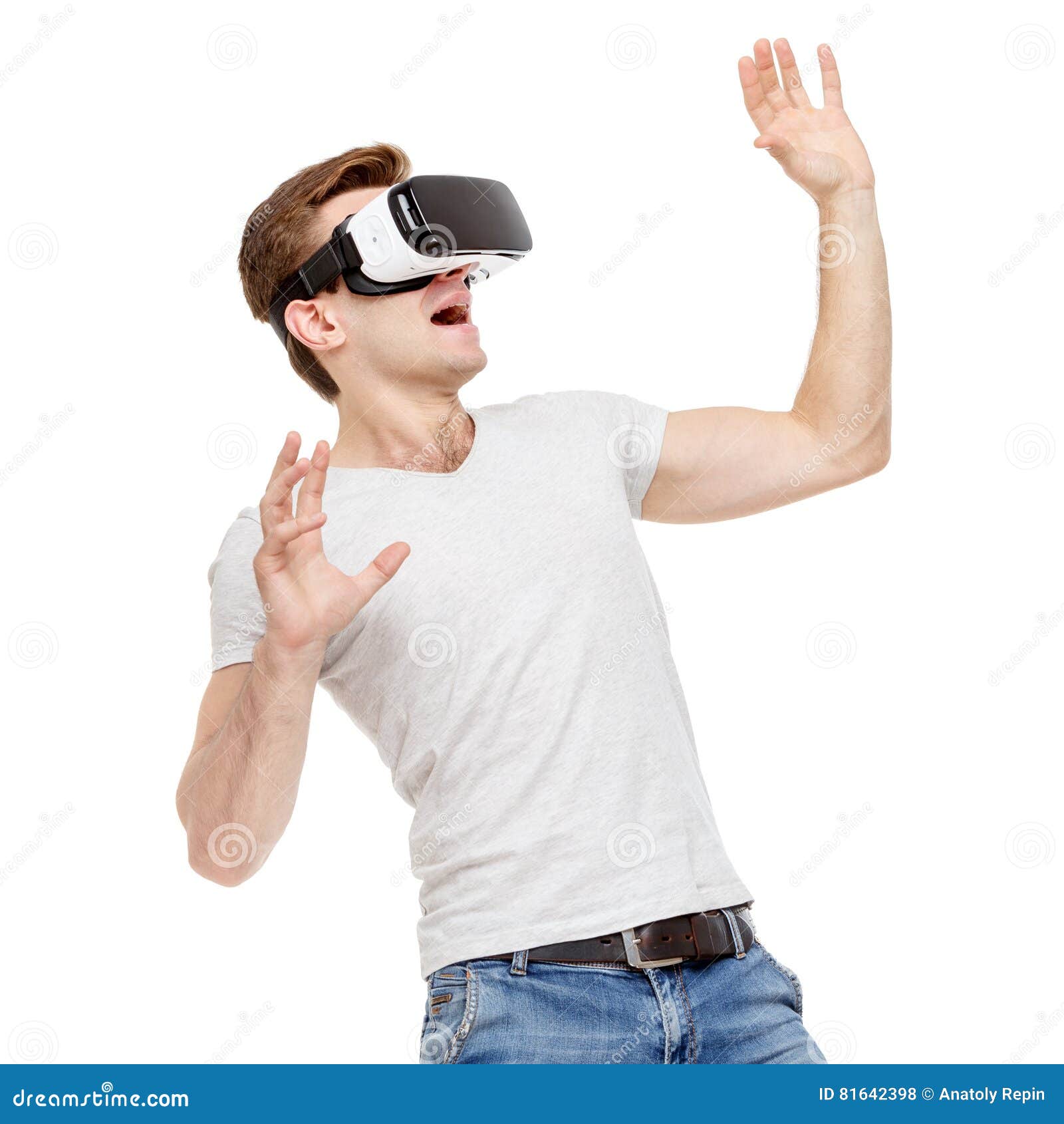 Man with Virtual Reality Goggles Stock Photo - Image of goggles ...