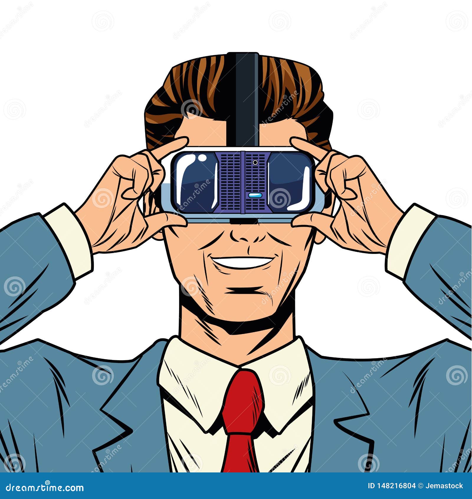 Man with Virtual Reality Headset Stock Vector - Illustration of goggles ...
