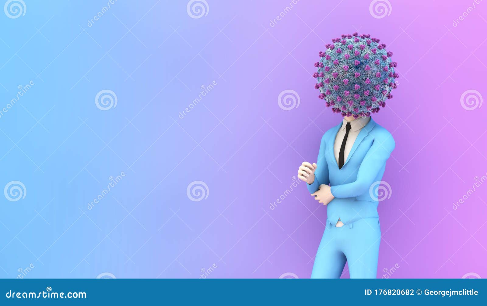 Man with coronavirus head stock illustration. Illustration of blue ...