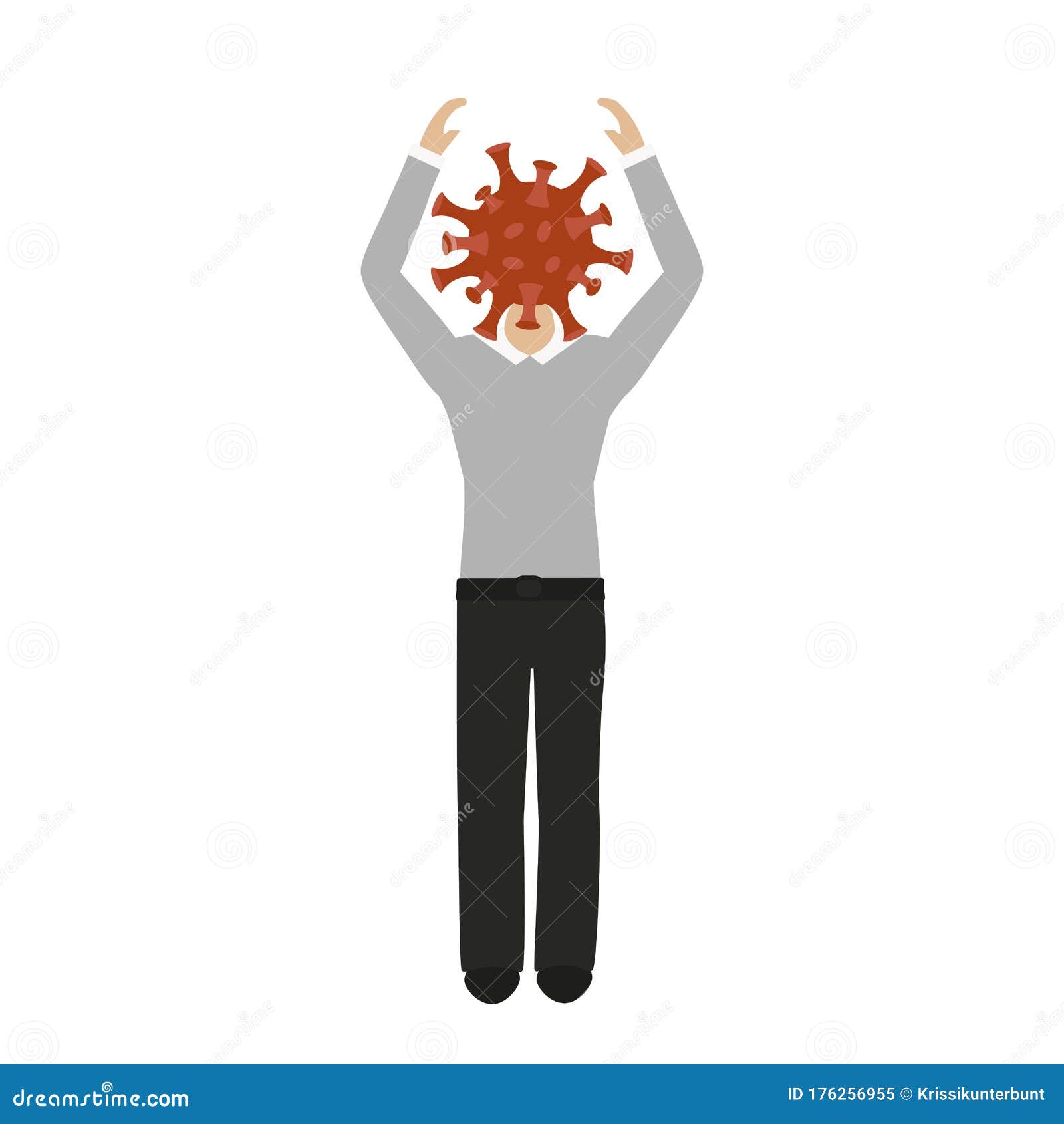 Man with virus head symbol stock vector. Illustration of disease ...