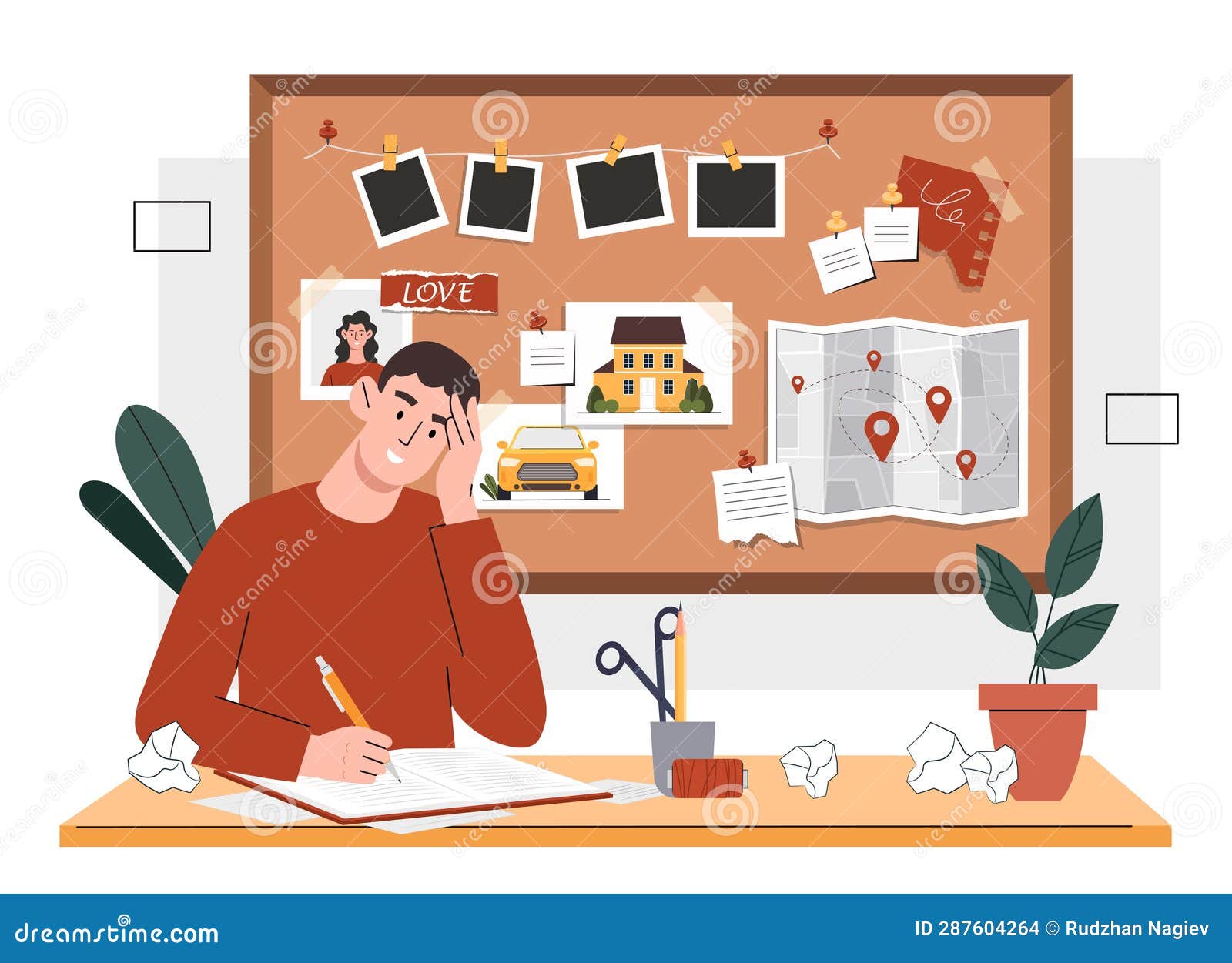 Man with Vision Boards Vector Concept Stock Illustration - Illustration ...