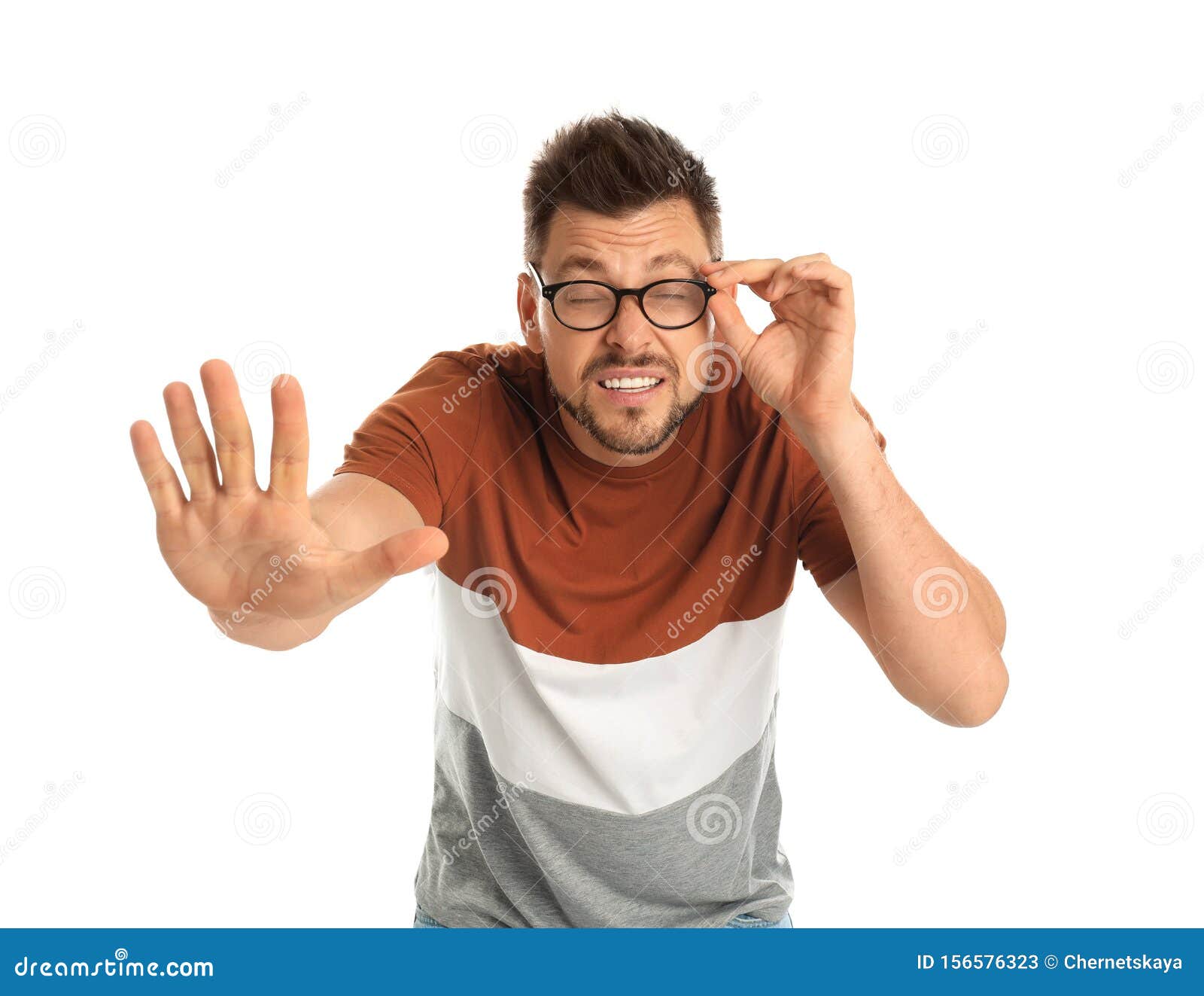 Man with Vision Problems Wearing Glasses Stock Image - Image of ...