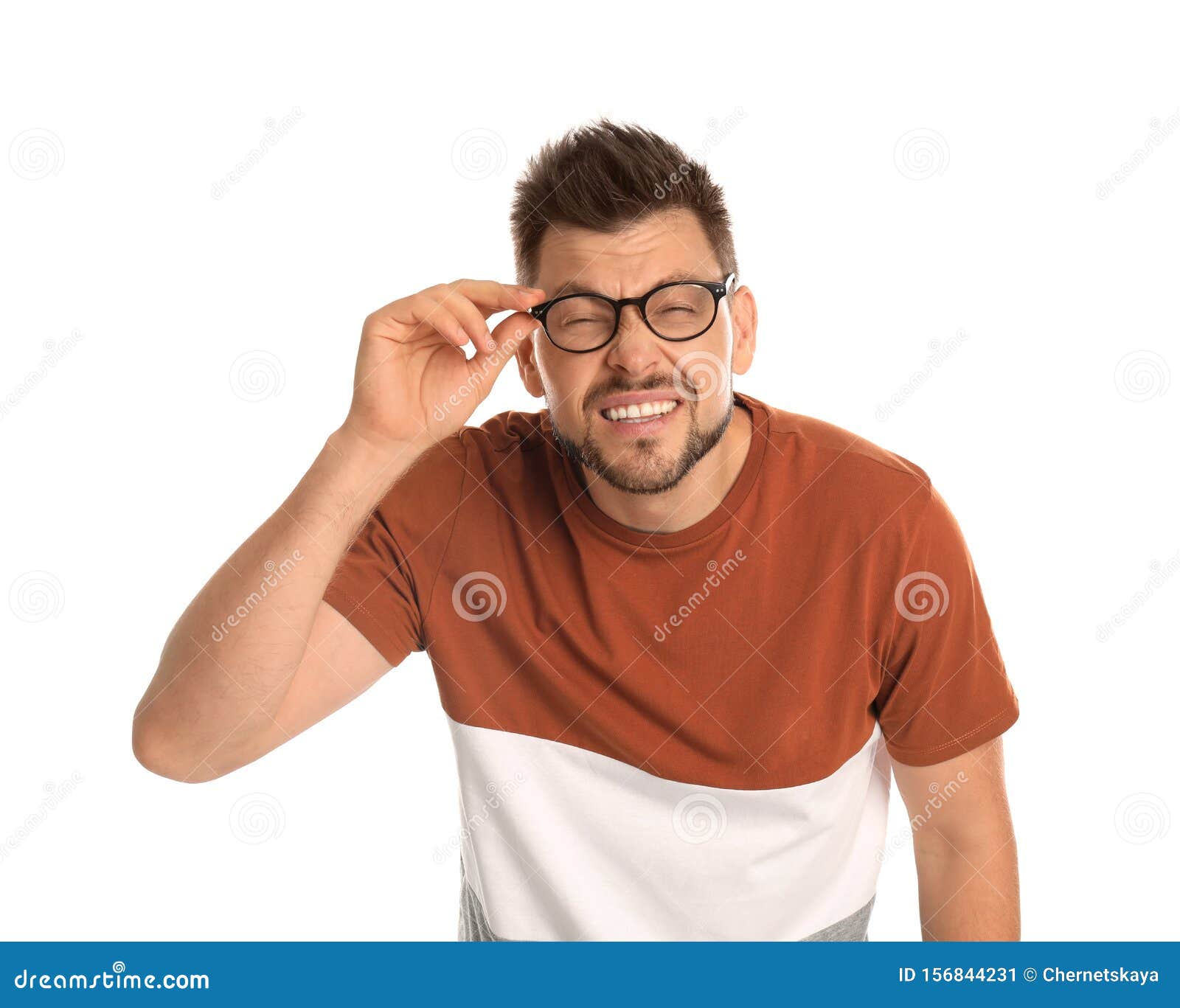 Man with Vision Problems Wearing Glasses Stock Image - Image of illness ...