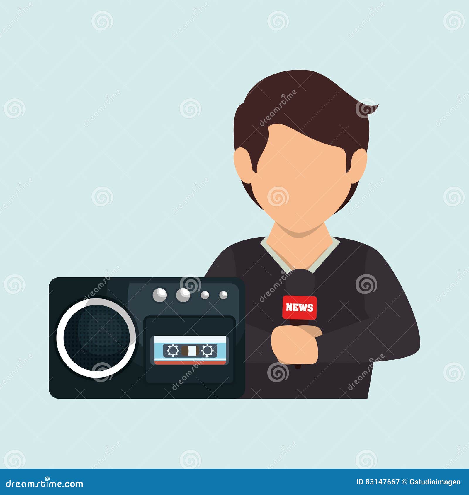 Man voice recorder news stock illustration. Illustration of concept ...