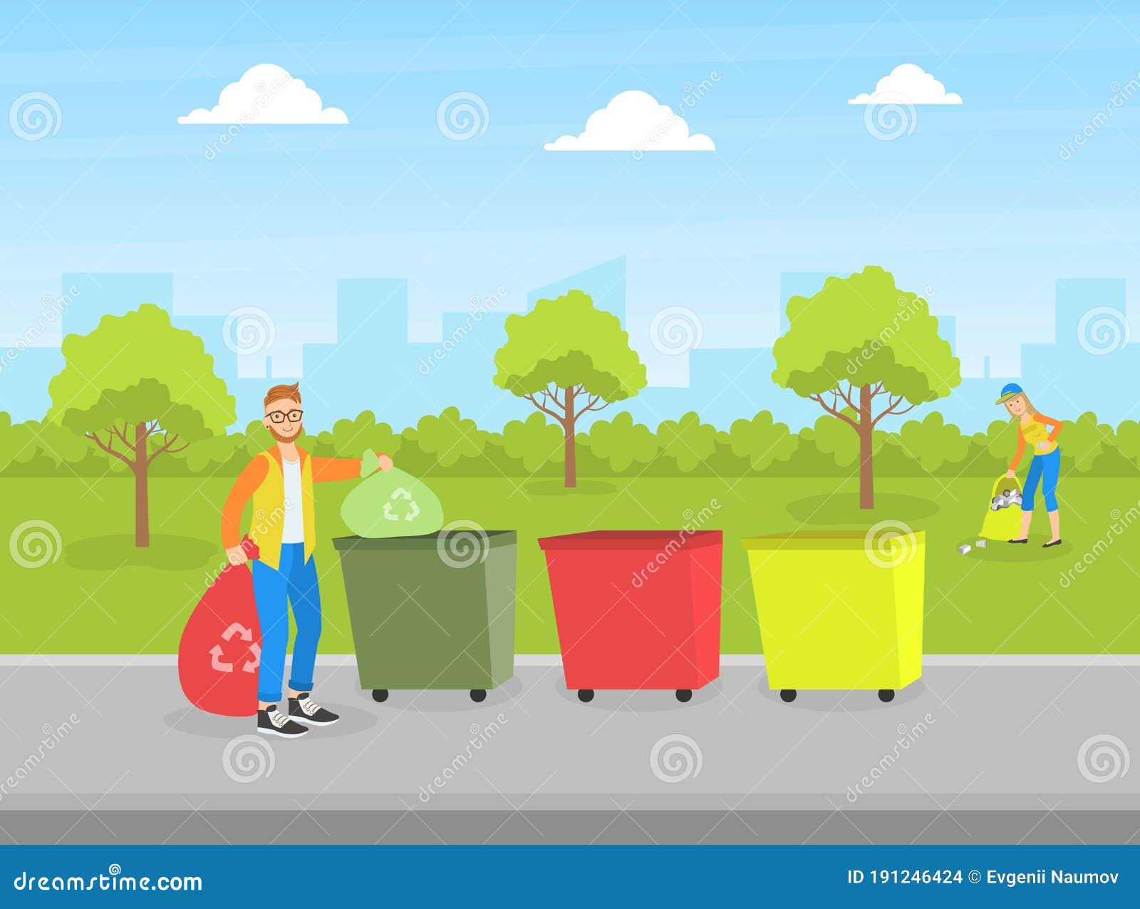 Man Volunteer Collecting and Sorting Waste for Recycling, Concept ...