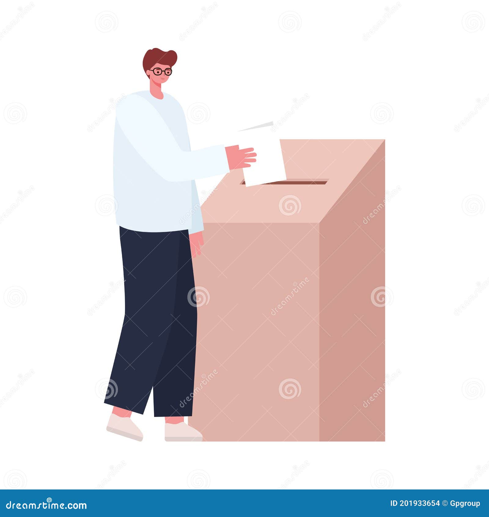 Man Voting with Dark Brown Hair and White Coat Stock Vector ...