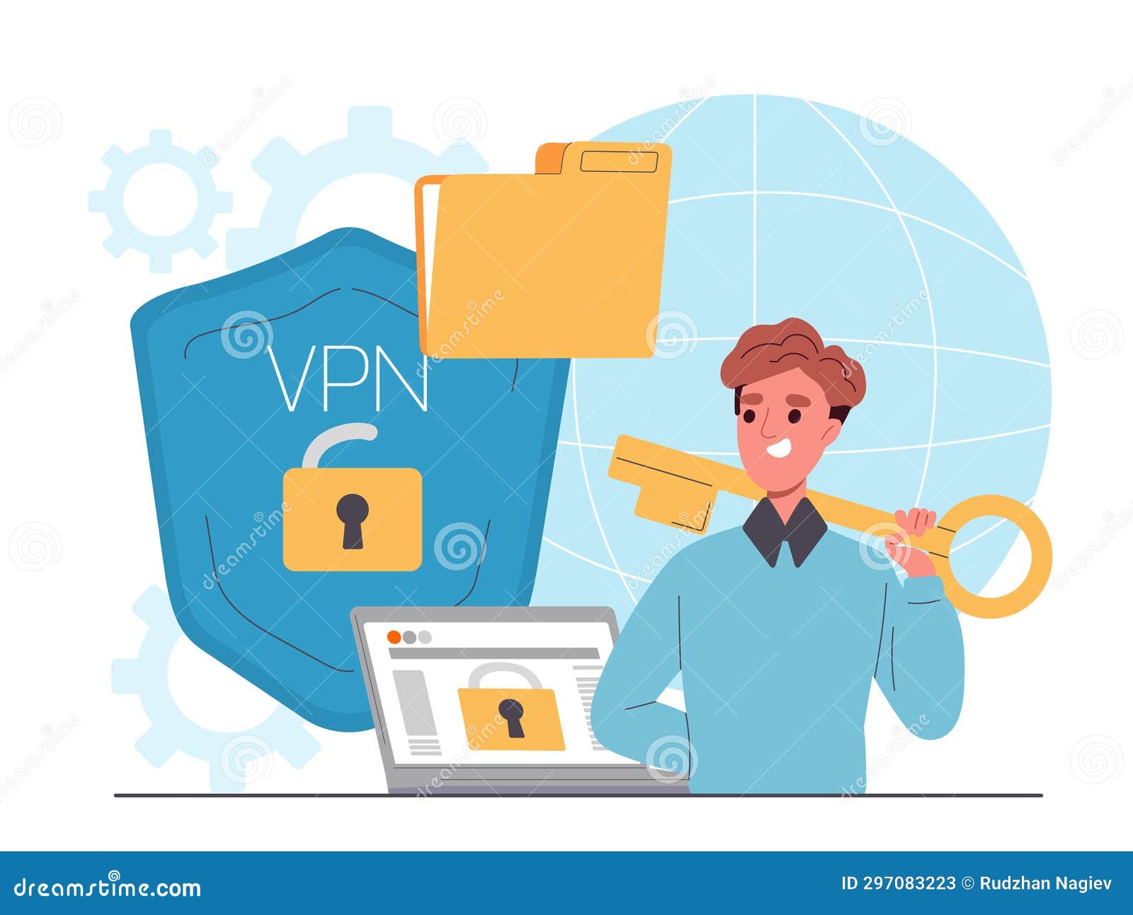 Man with VPN Vector Concept Stock Illustration - Illustration of ...