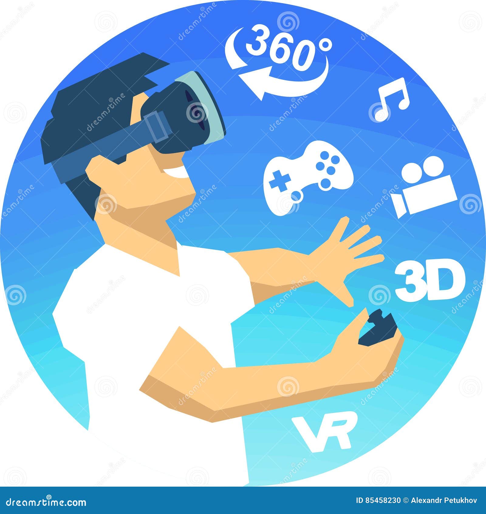 Man in a VR Glasses 3d Virtual Reality Icons Stock Illustration ...