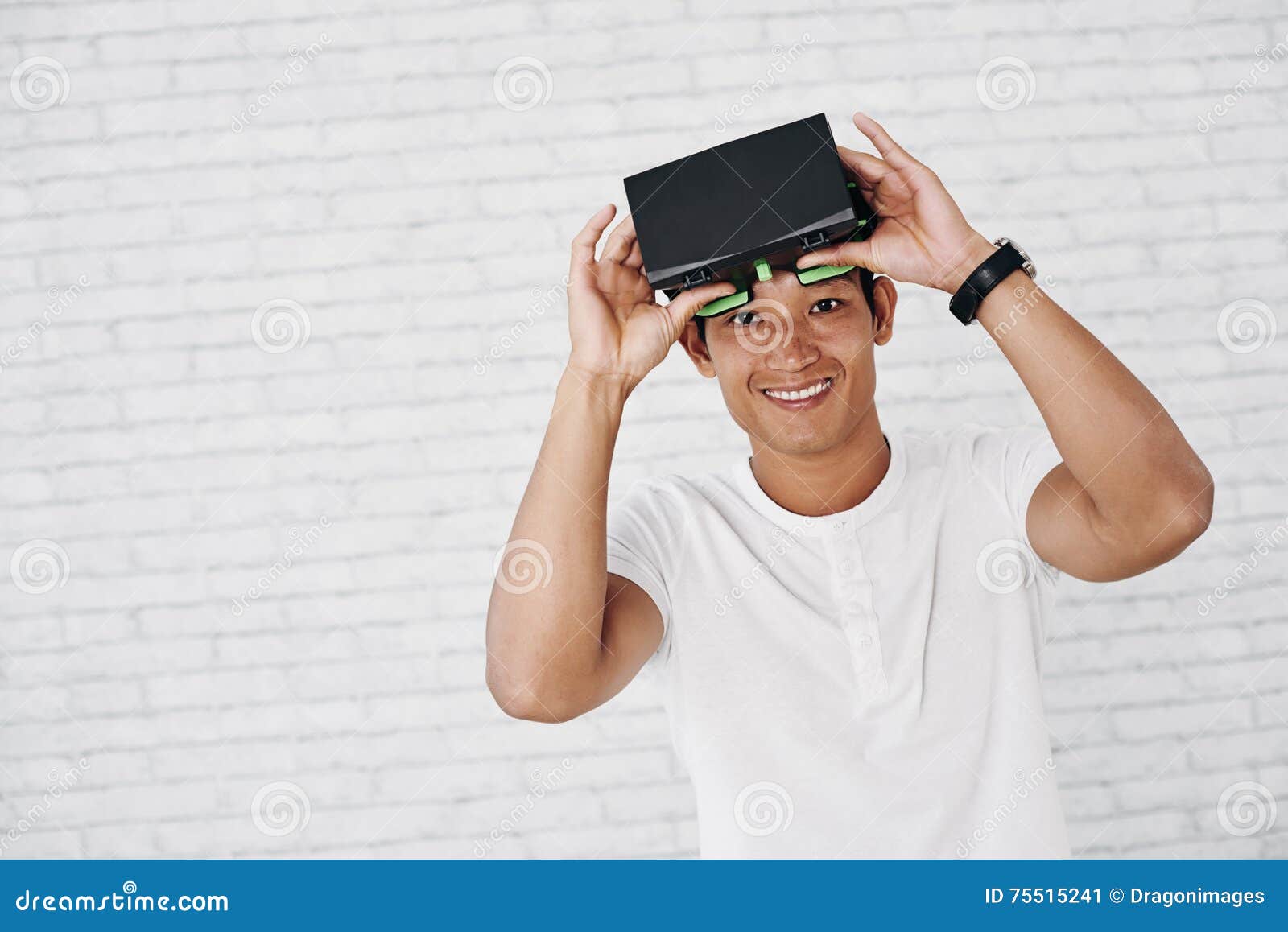 MAn with VR glasses stock image. Image of young, handsome - 75515241