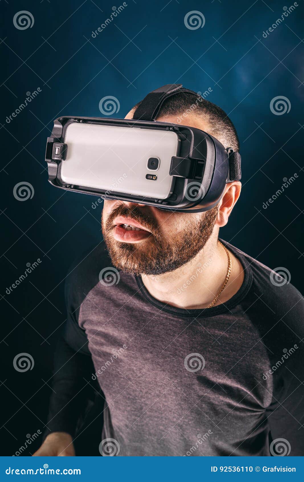 Man in VR headset stock photo. Image of person, experiencing - 92536110