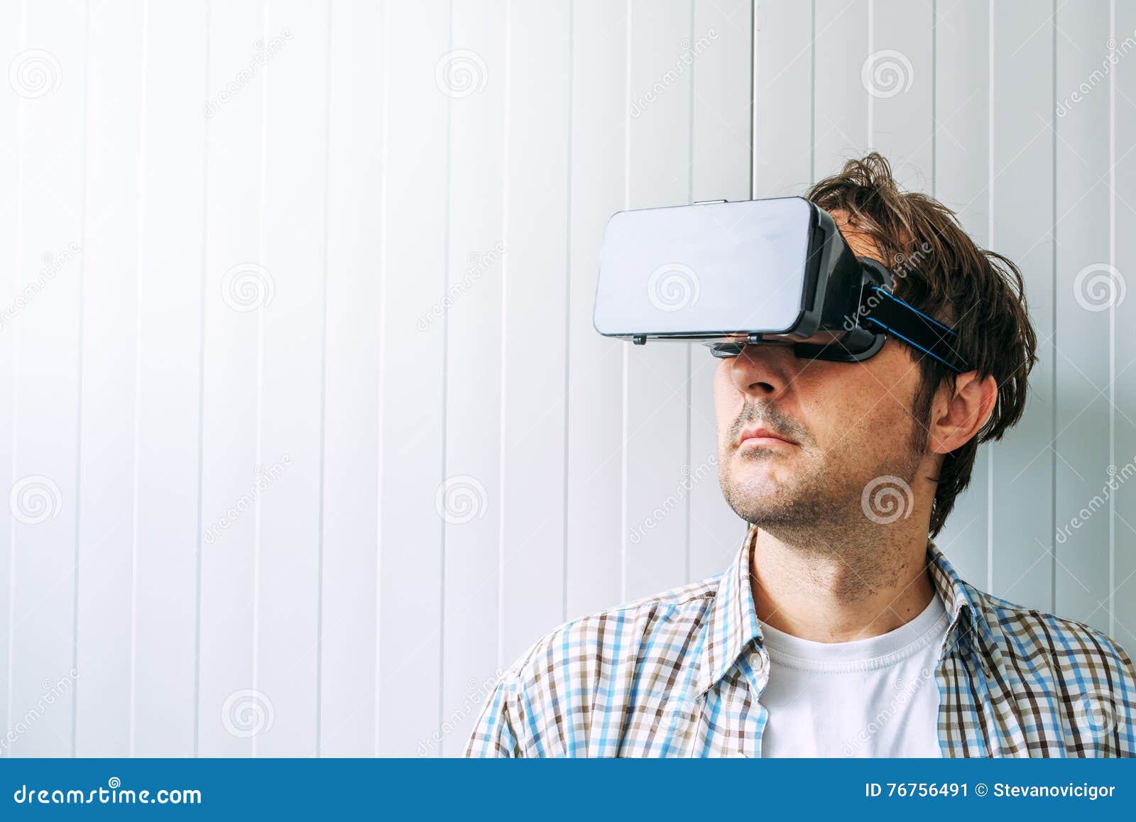 Man with VR Headset Goggles Stock Image - Image of electronics ...