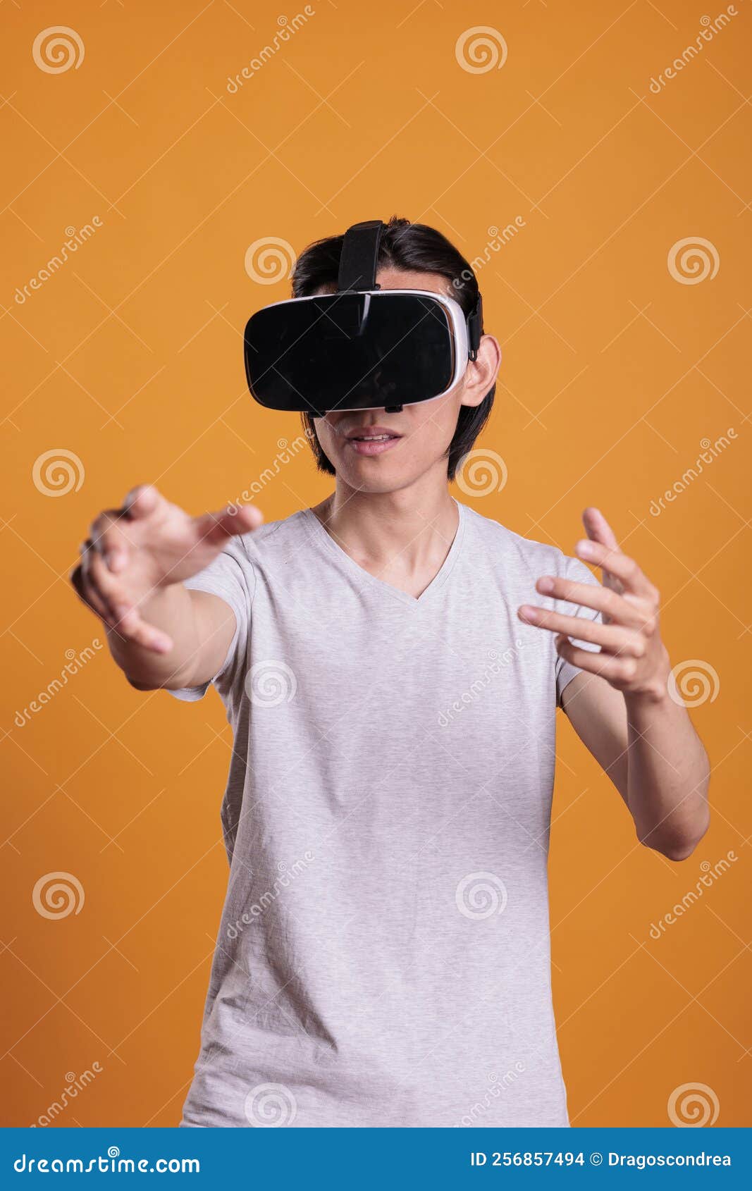 Man in Vr Headset Playing Games, Enjoying Simulation Experience Stock ...