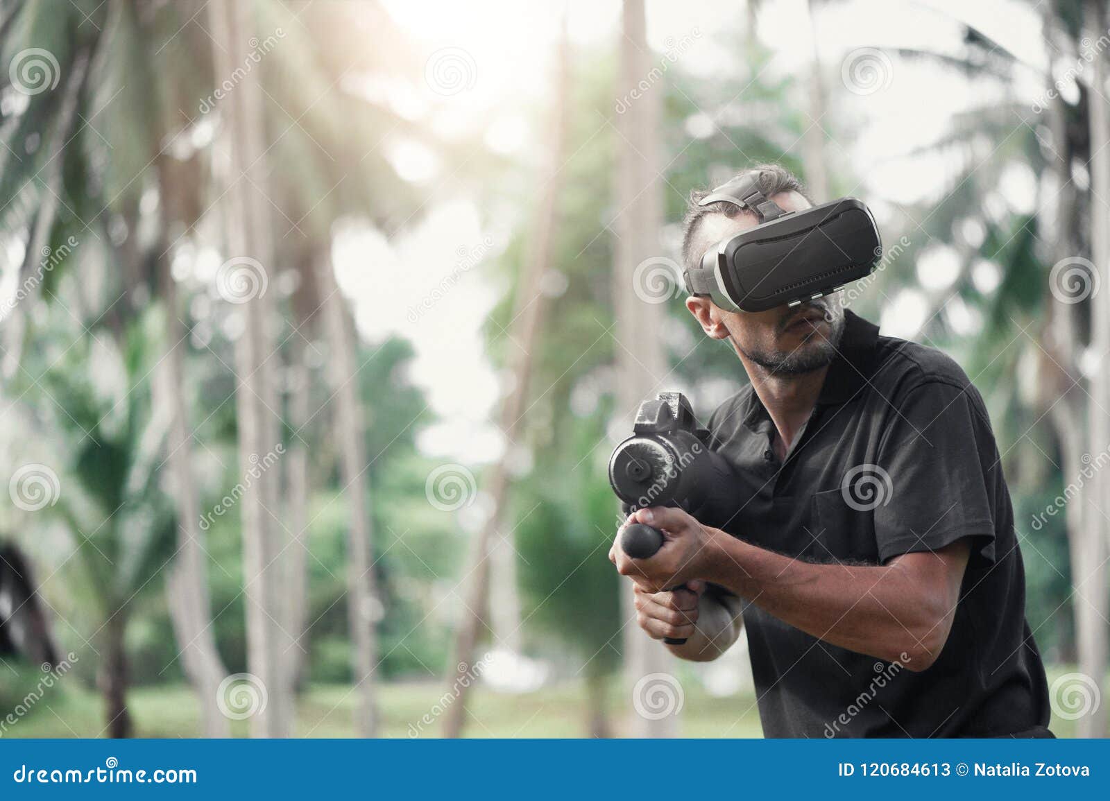 Man in Vr Headset Playing Video Game Stock Image - Image of game, play ...