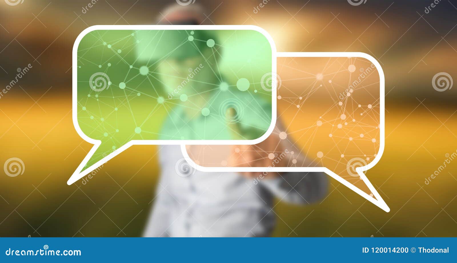 Man Touching a Communication Network Concept Stock Photo - Image of ...