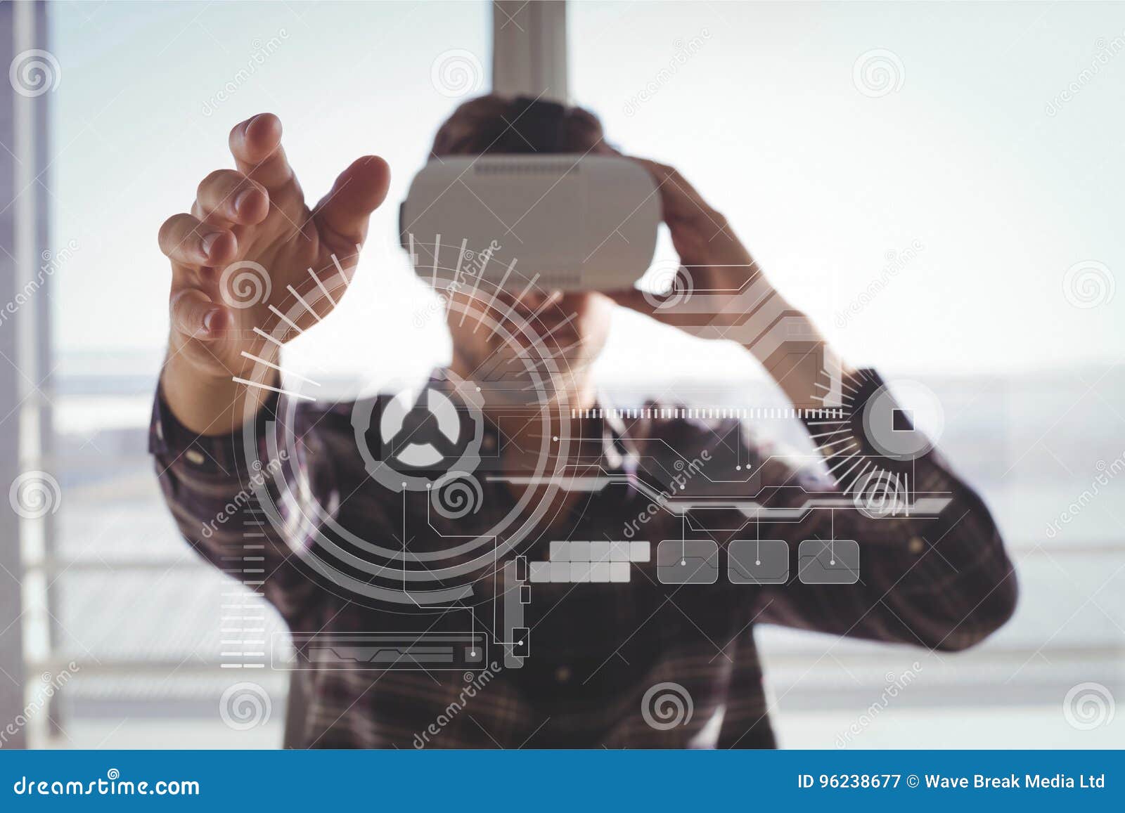 Man in VR Headset Touching Interface Stock Image - Image of expertise ... Man in VR Headset Touching Interface Stock Image - Image of expertise ...