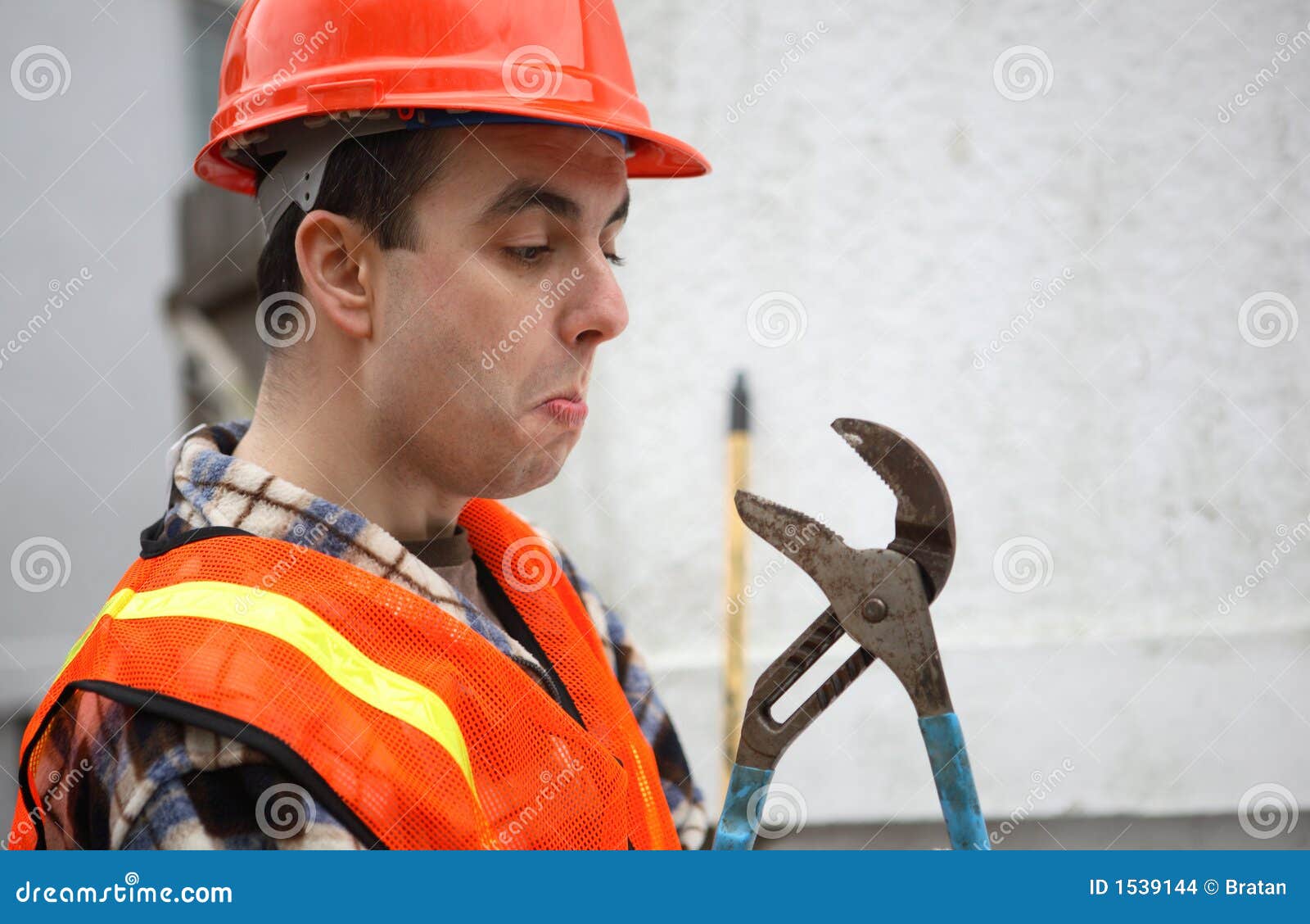 Man vs. Tool stock photo. Image of joke, helmet, mechanical - 1539144